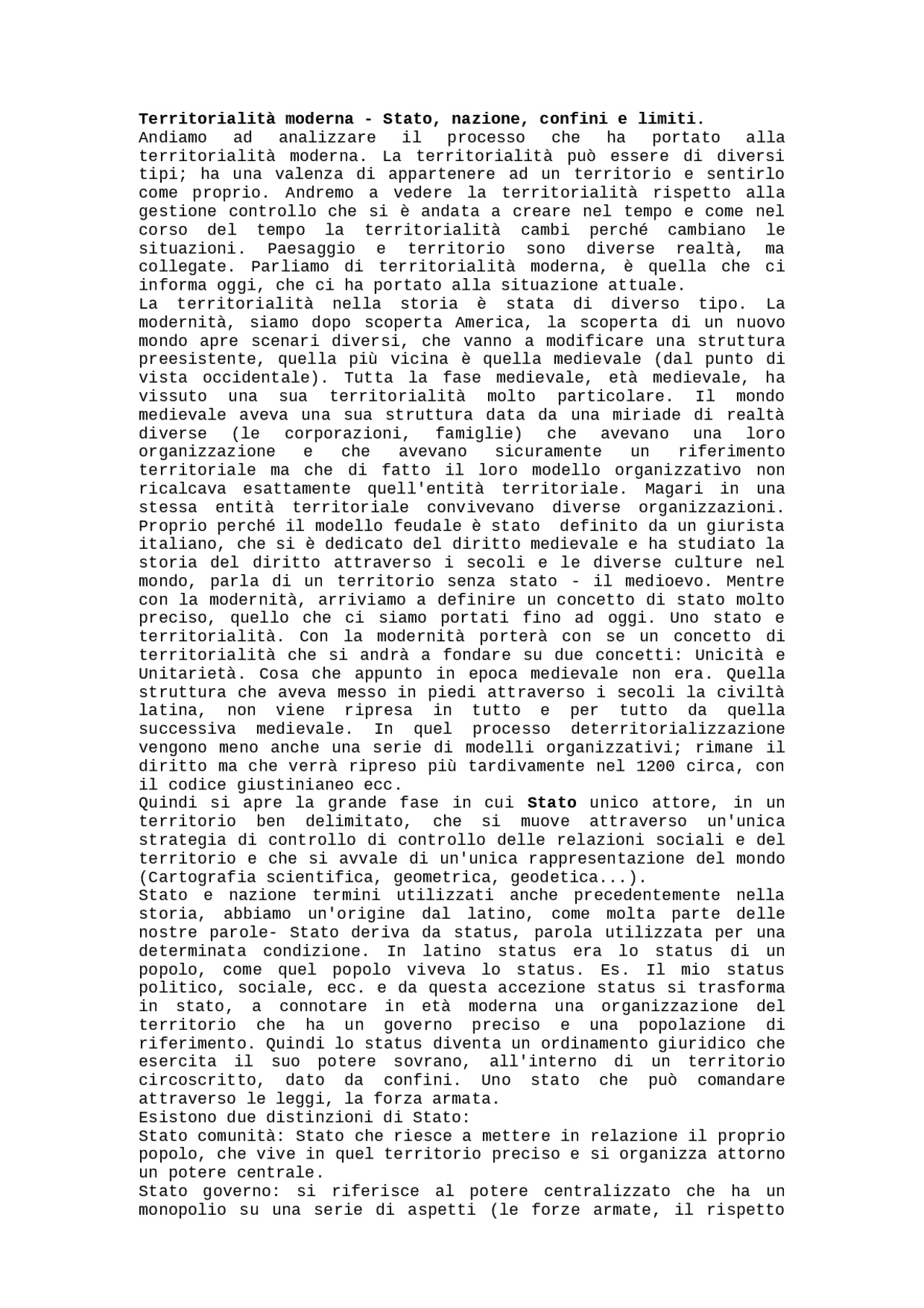 Stato Nazione Confini E Limiti Docsity
