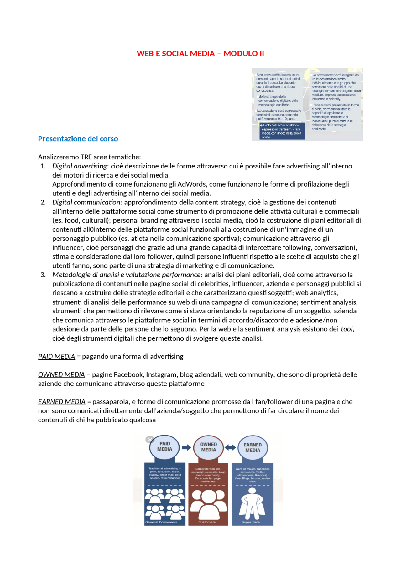 Web E Social Media Secondo Modulo Docsity