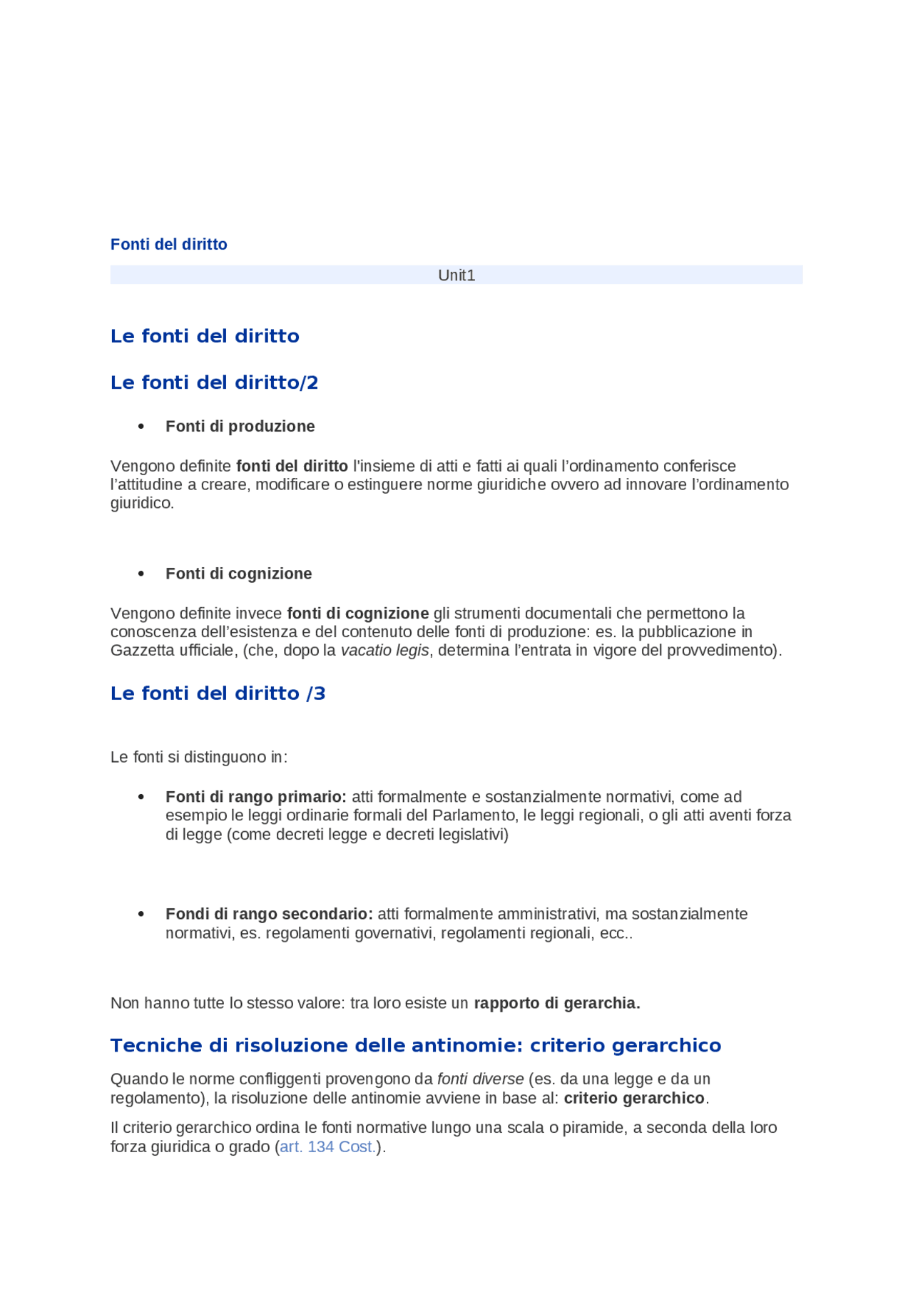 Fonti Del Diritto Dispensa Docsity