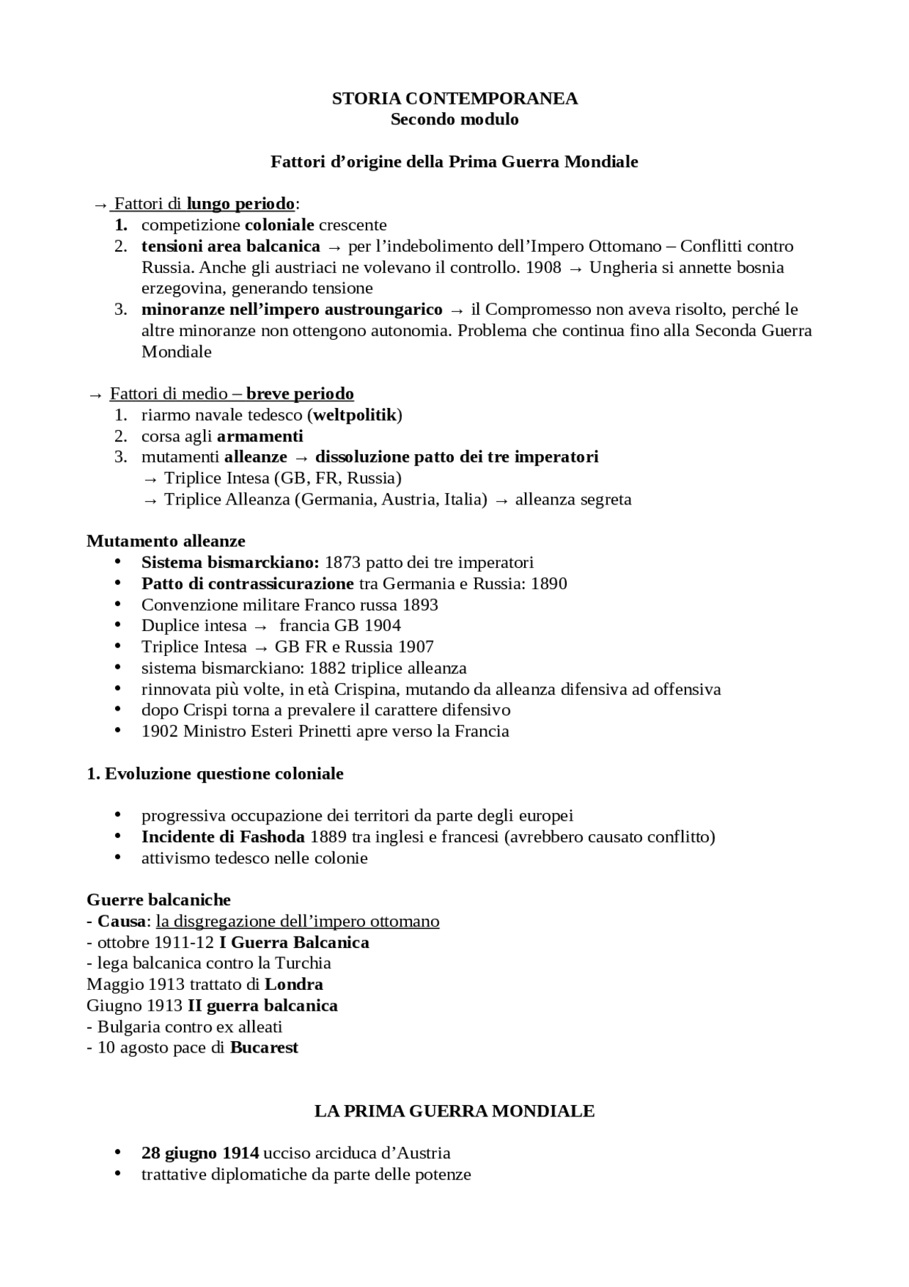 STORIA CONTEMPORANEA SECONDO MODULO APPUNTI | Appunti di Storia Contemporanea | Docsity