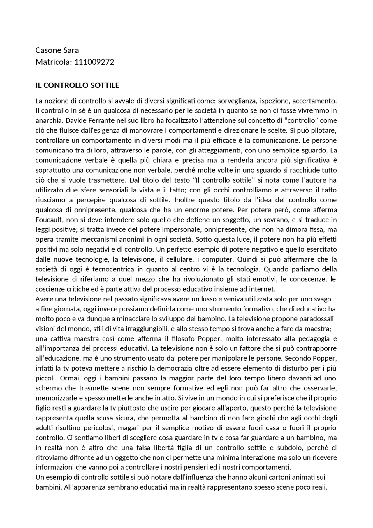 Il Controllo Sottile Docsity