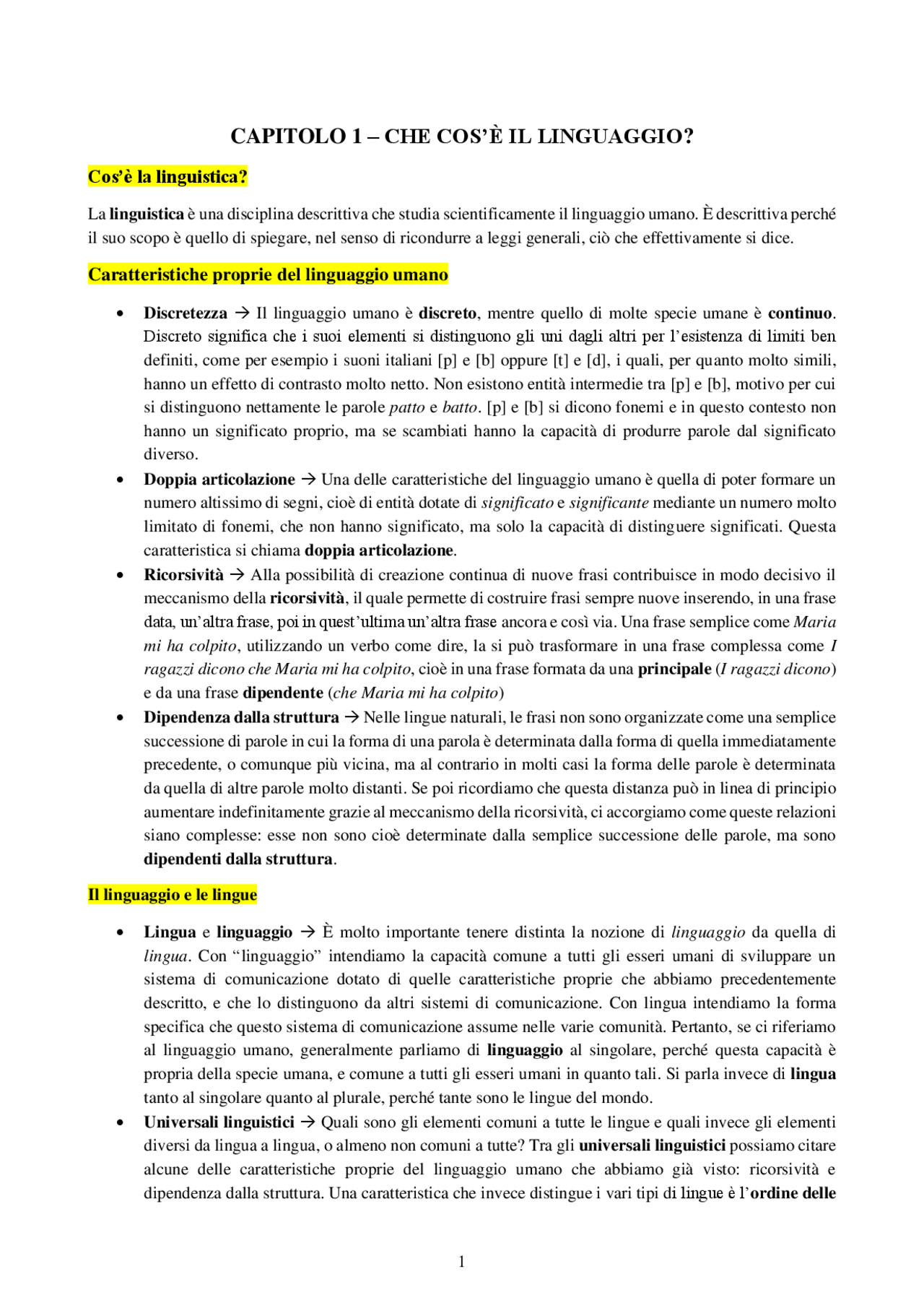 Riassunto Completo Le Lingue E Il Linguaggio Graffi Scalise Docsity