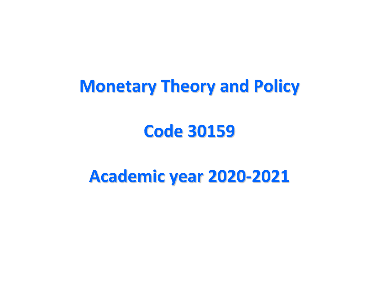 Monetary Theory And Policy Lezione 1 Docsity