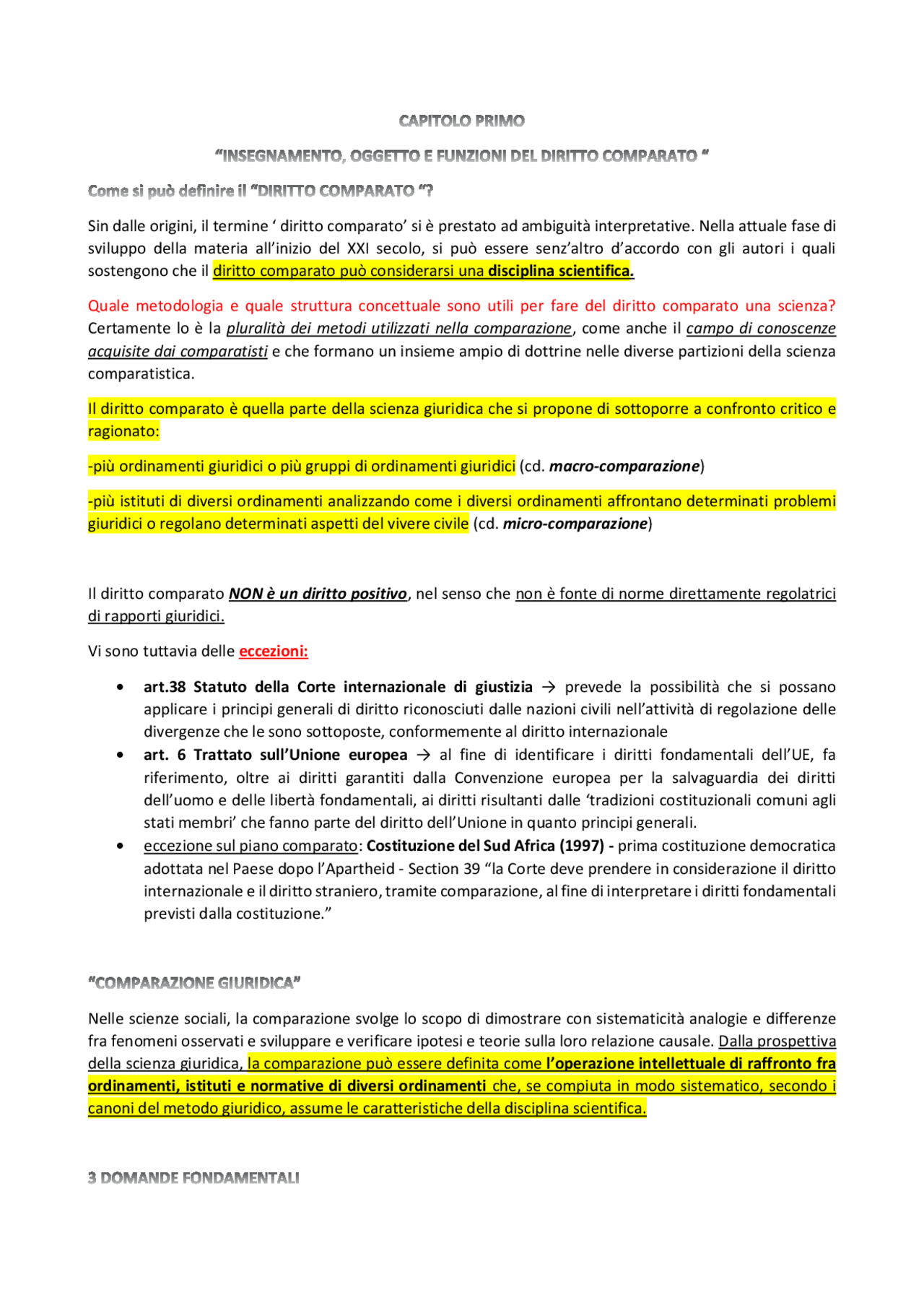 "Metodi e comparazione giuridica" riassunto integrato con appunti prof ...