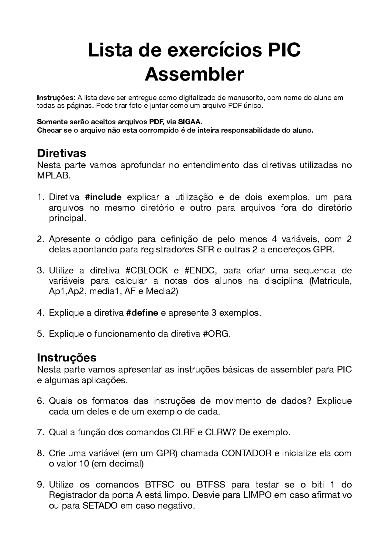 Lista De Assembler Pic Docsity