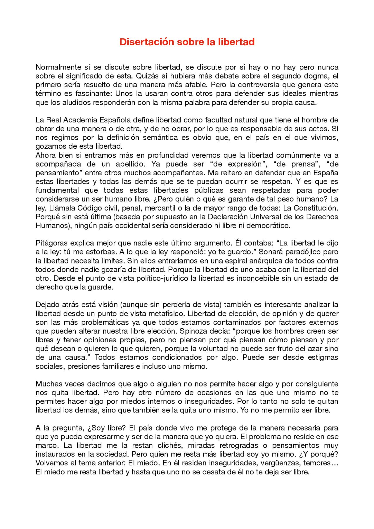Disertación Libertad Tesis De Bachillerato De Filosofía Docsity