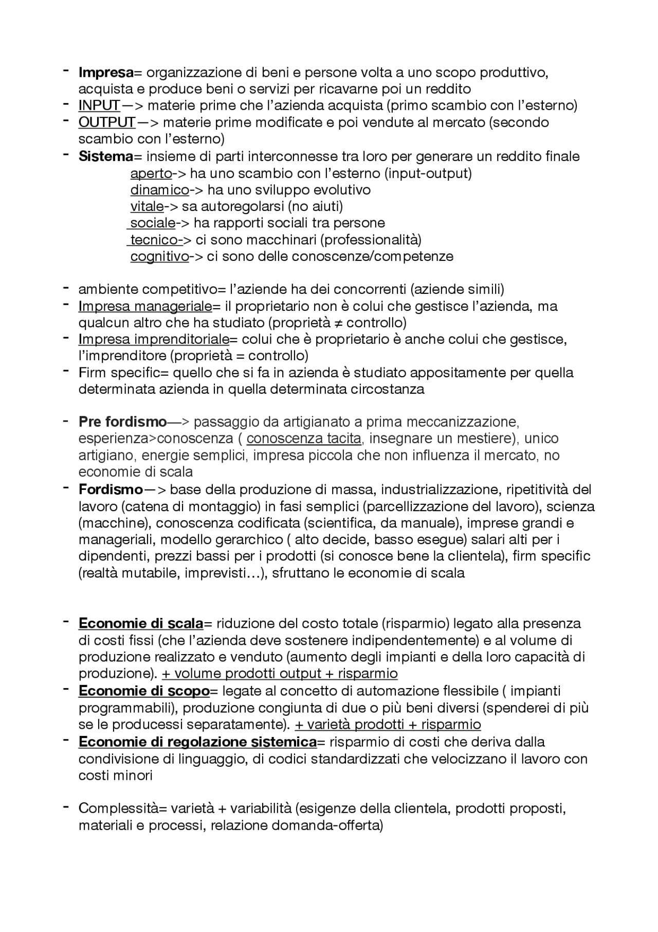 Economia E Gestione Di Impresa Docsity