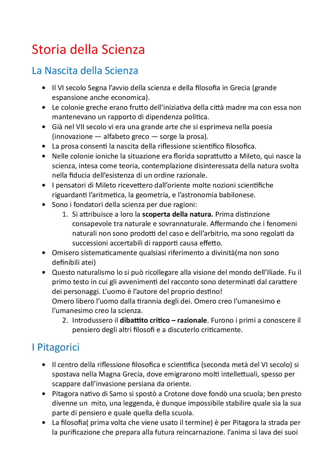 Storia Della Scienza Docsity