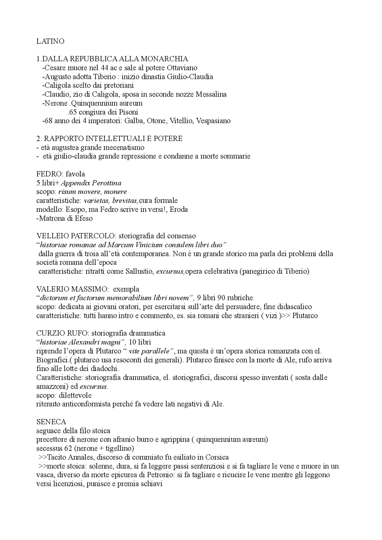 Appunti Di Letteratura Latina Da Fedro Ad Apuleio Docsity