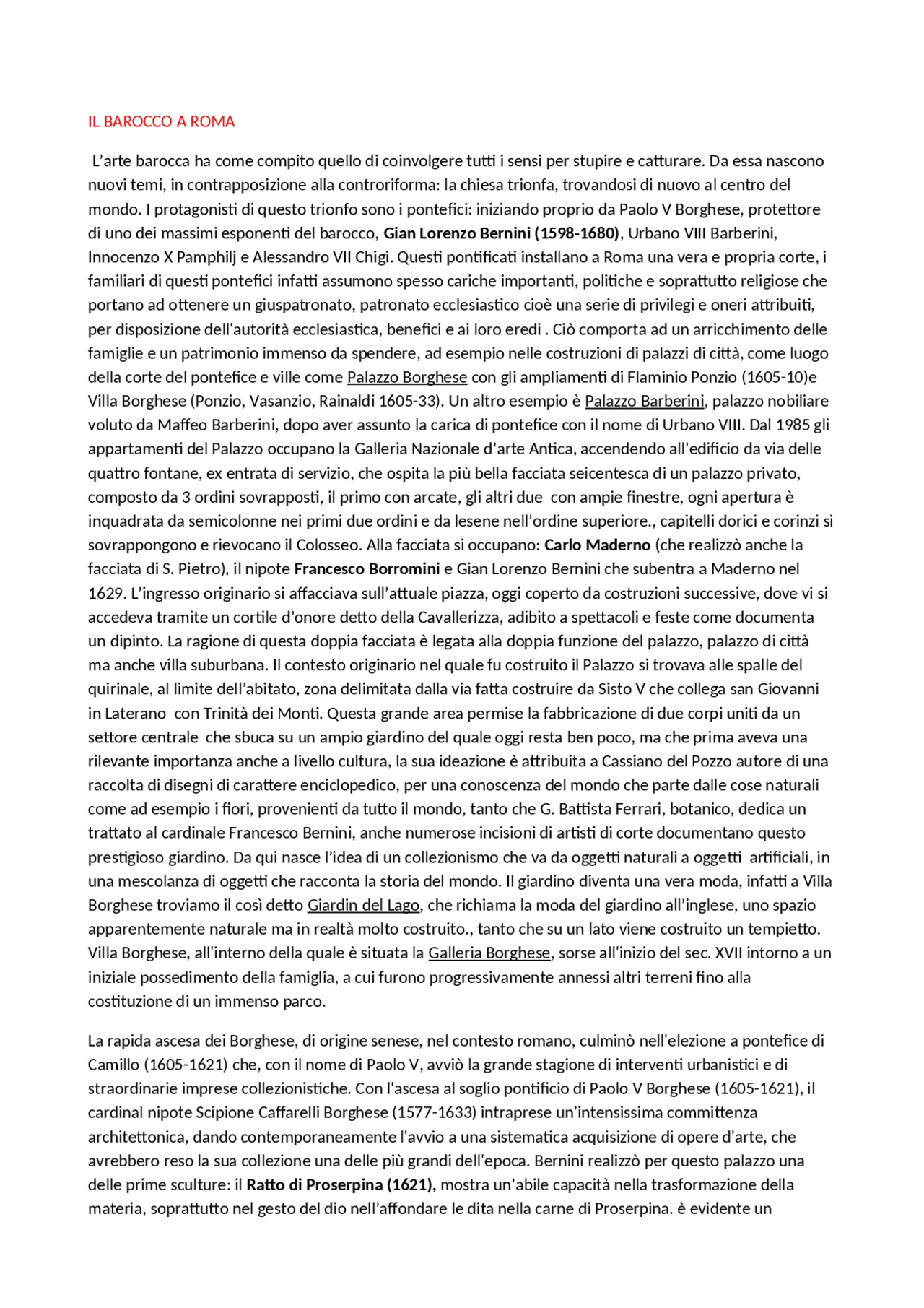 Barocco E Classicismo Docsity