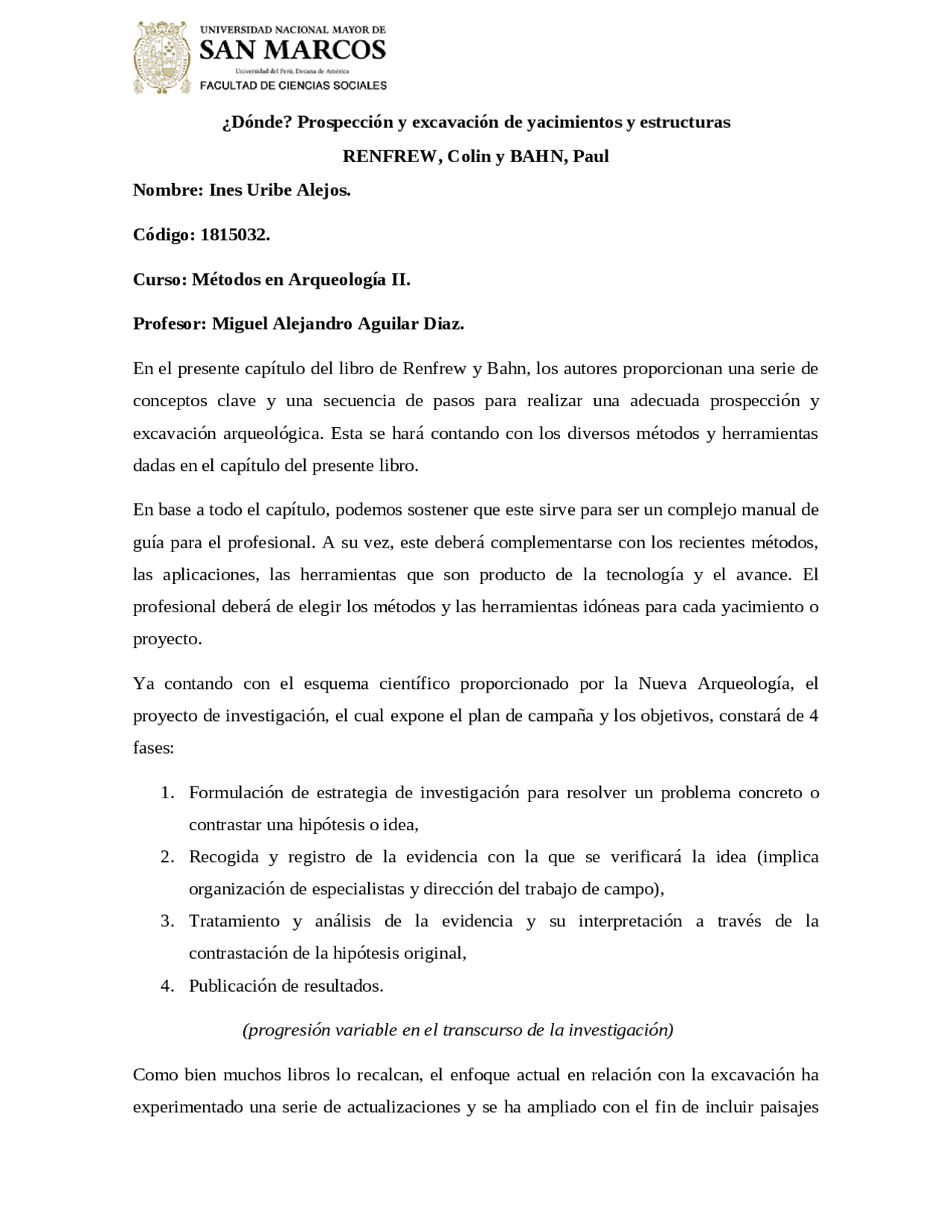 Resumen De Arqueología Teorías Métodos Y Práctica De Colin Renfrew Y