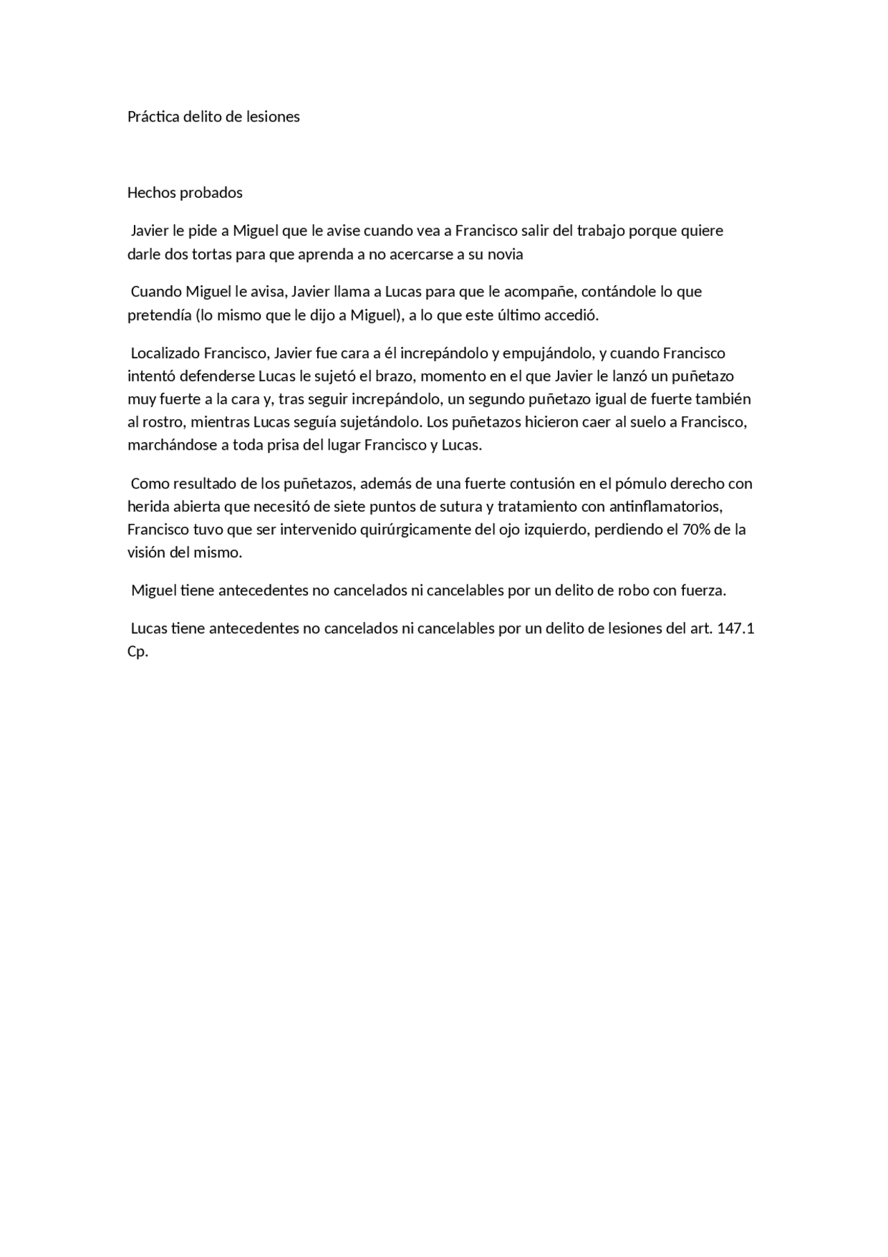 Caso Practico Penal Ii Docsity