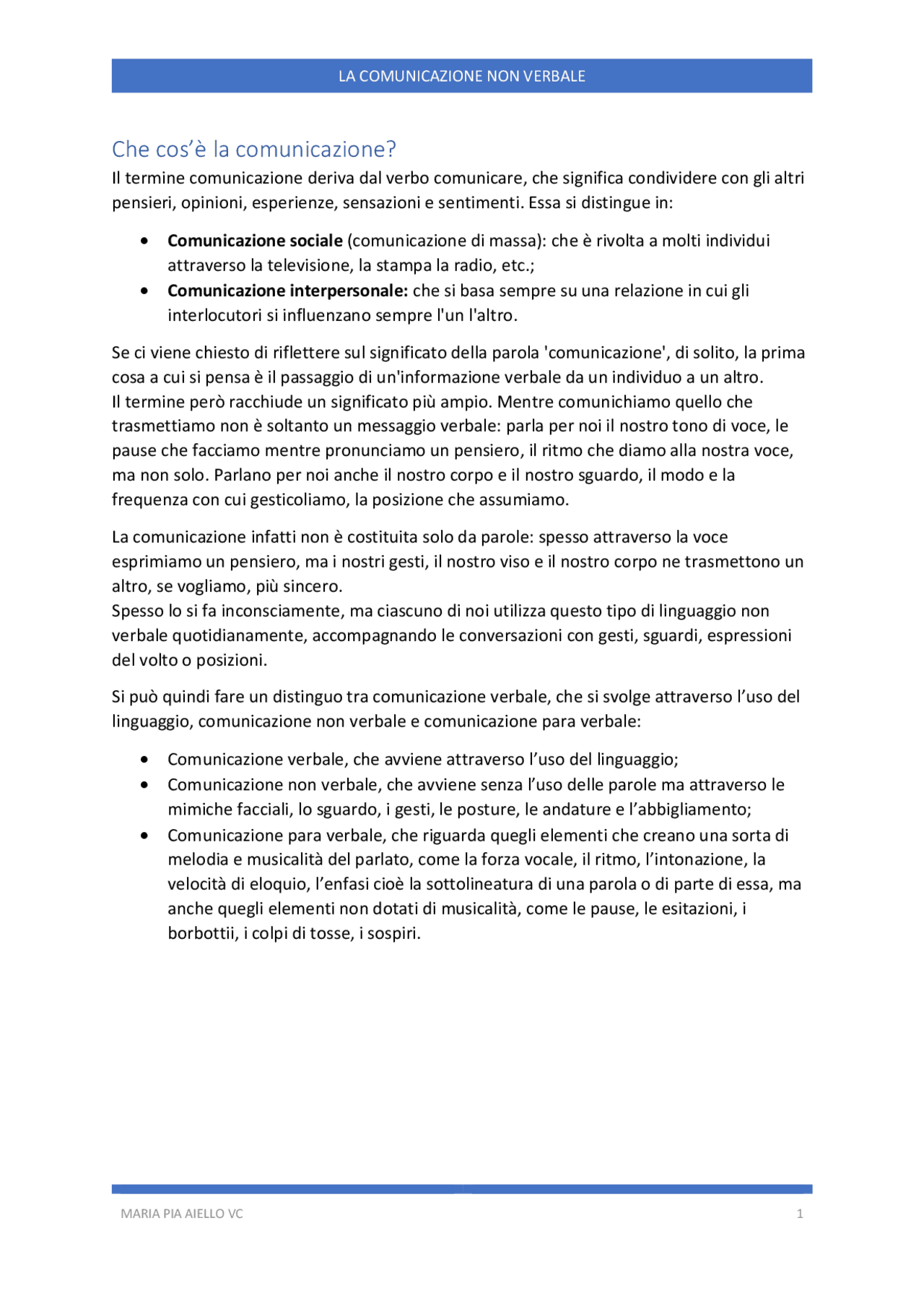 La Comunicazione Non Verbale Docsity