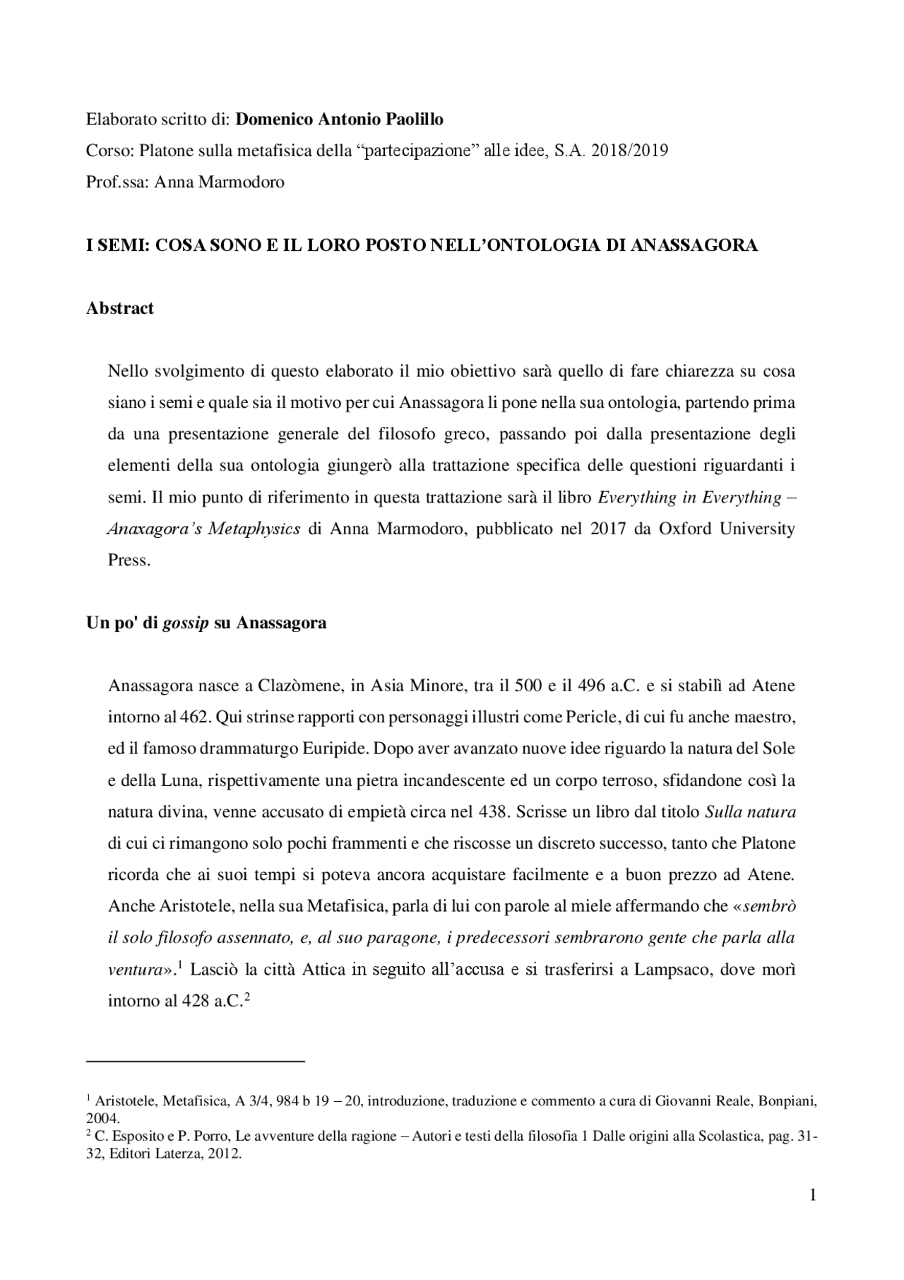La filosofia di Anassagora: il ruolo dei semi nella sua ontologia ...