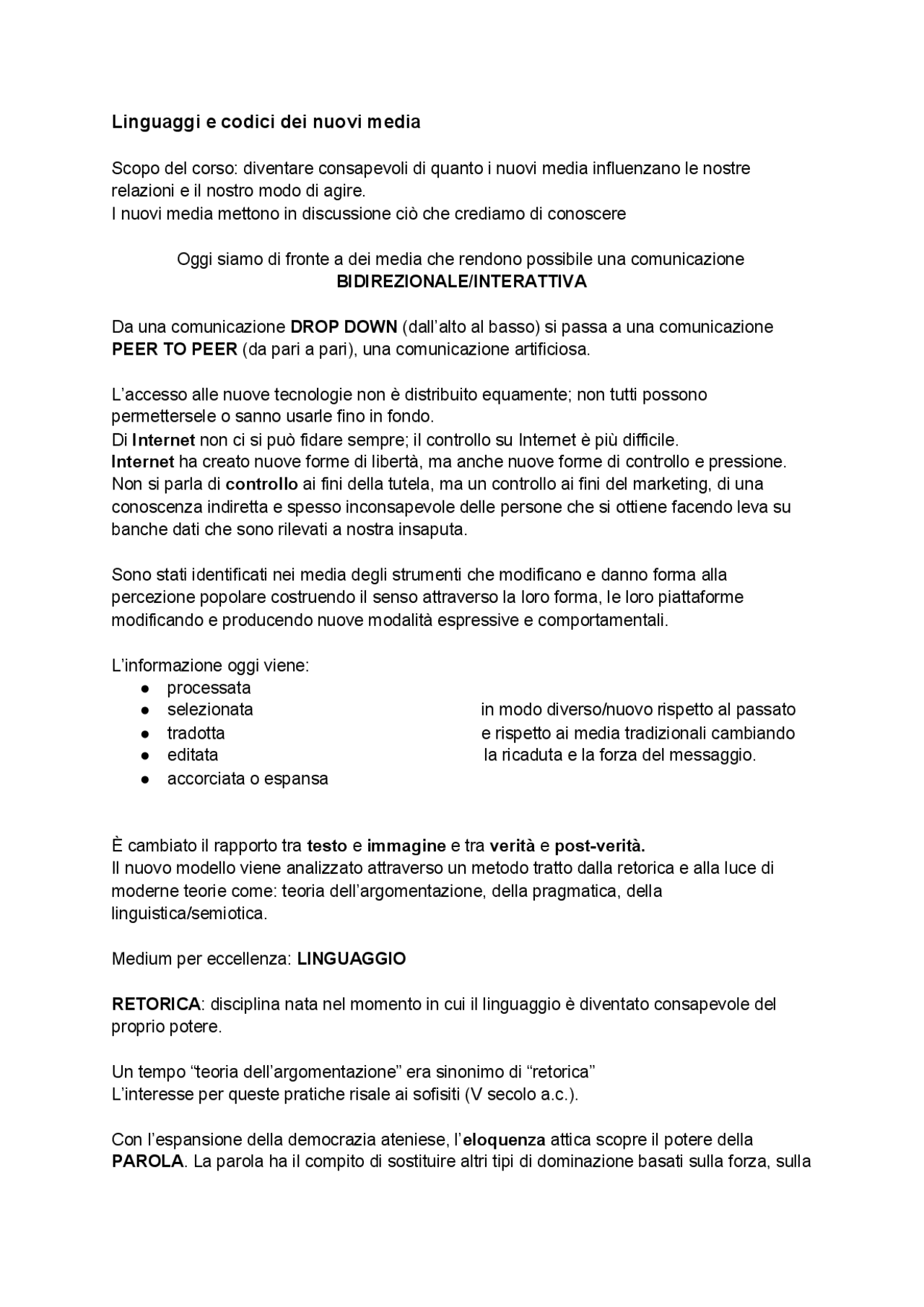Appunti Linguaggi E Codici Dei Nuovi Media Docsity