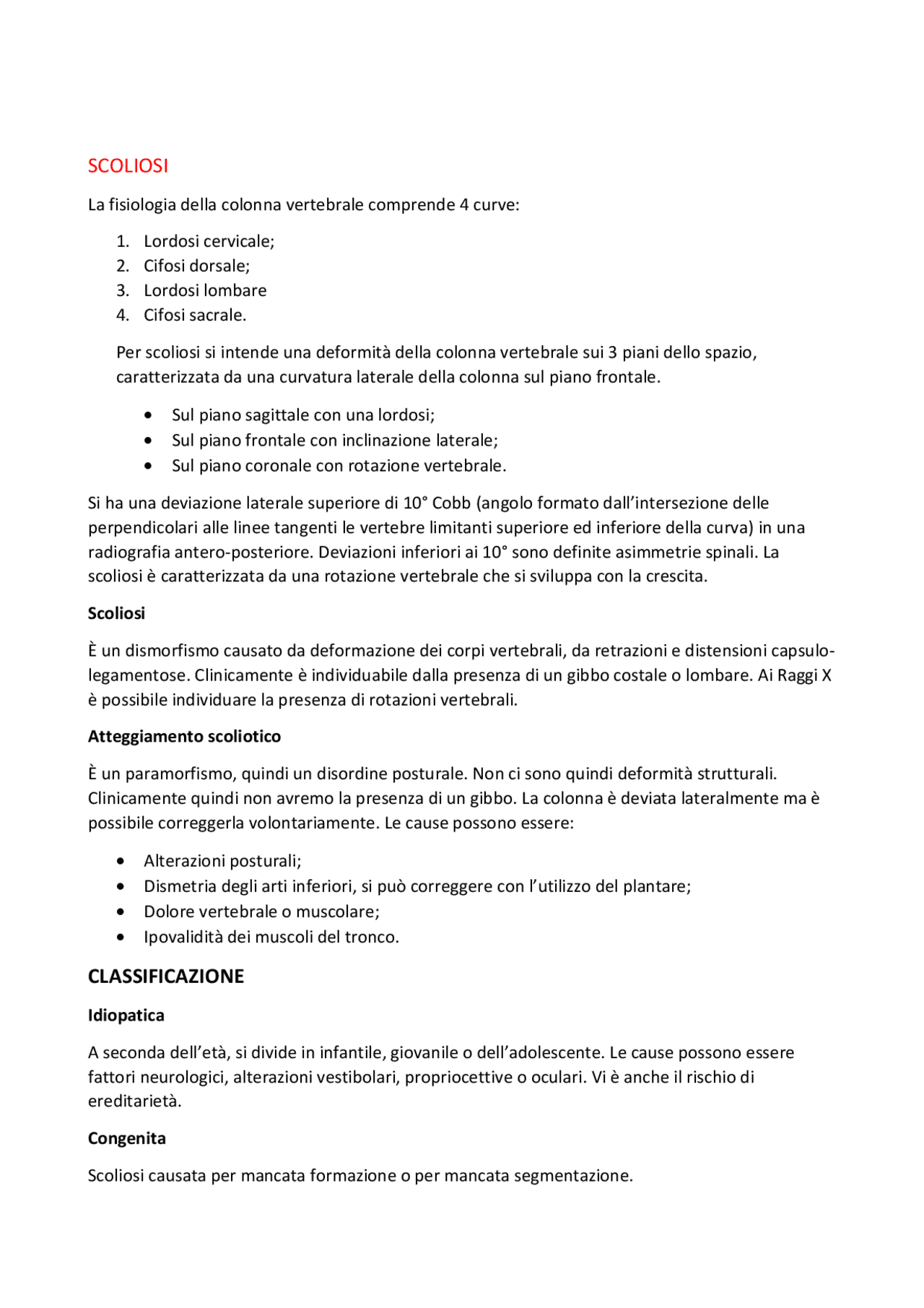 Classificazione Scoliosi Docsity