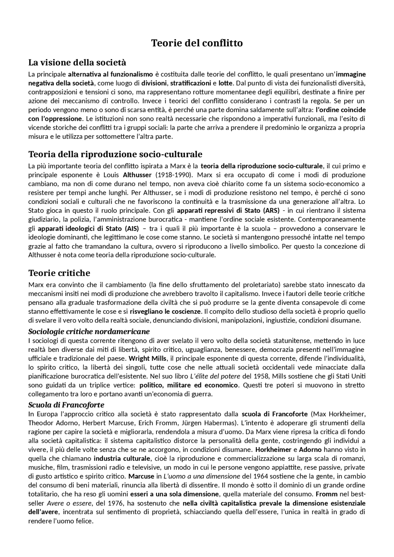 Teorie Del Conflitto Docsity
