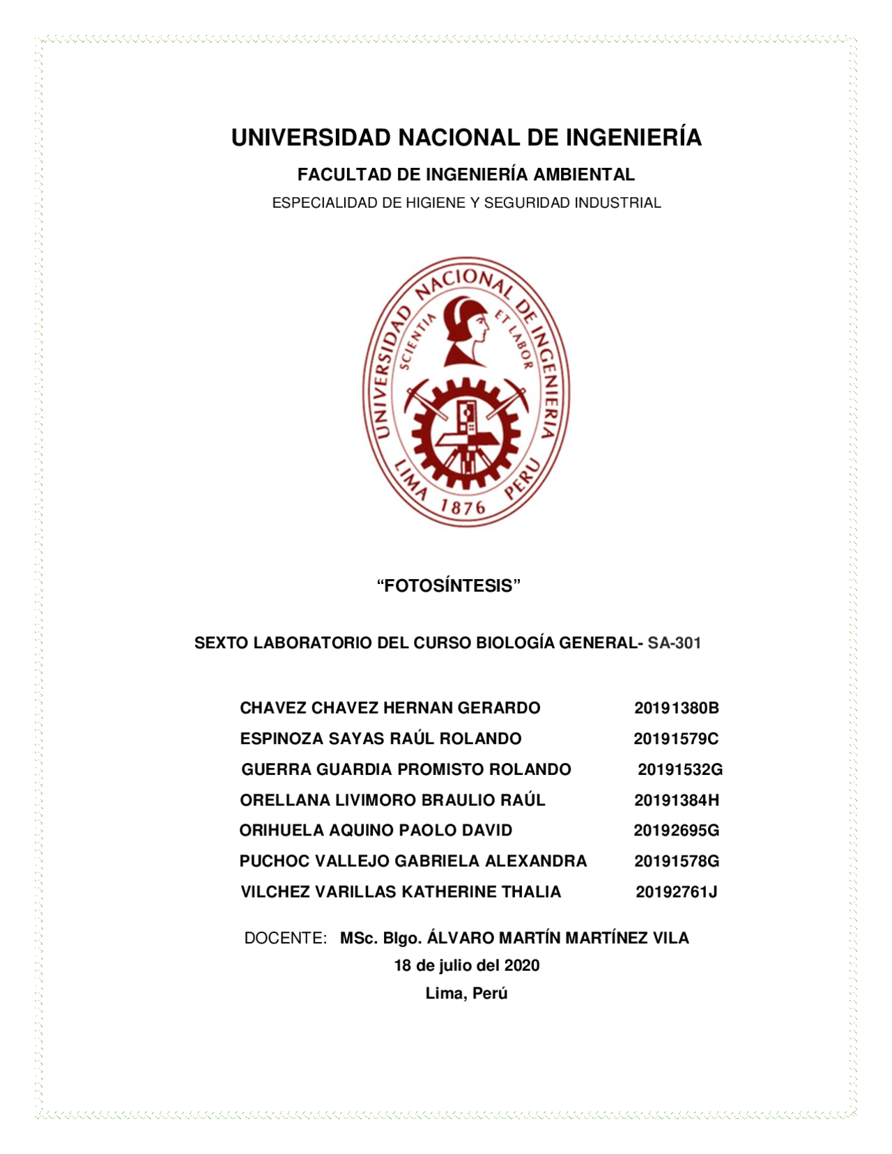 Informe De Laboratorio N°6 Monografías Ensayos De Biología Docsity