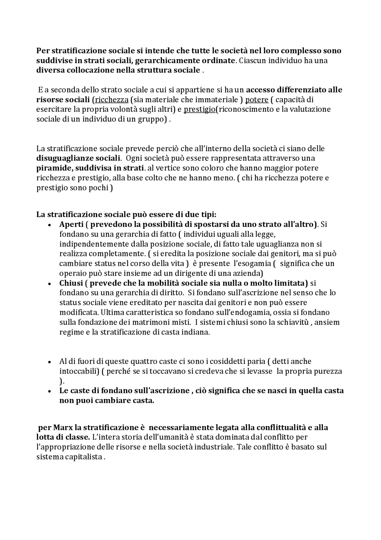 Stratificazione Scienze Umane Appunti Docsity