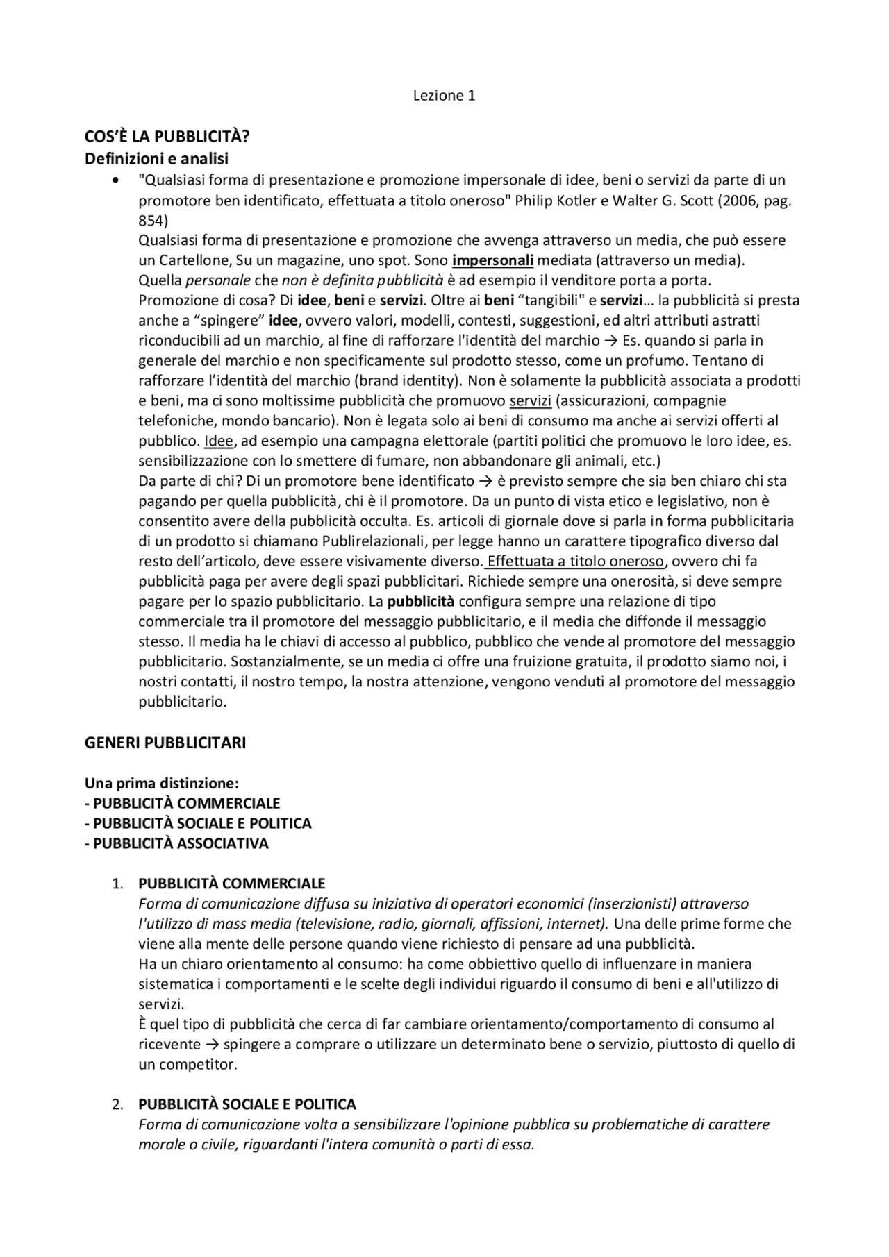 Appunti Di Teoria E Tecniche Dei Linguaggi Pubblicitari Docsity