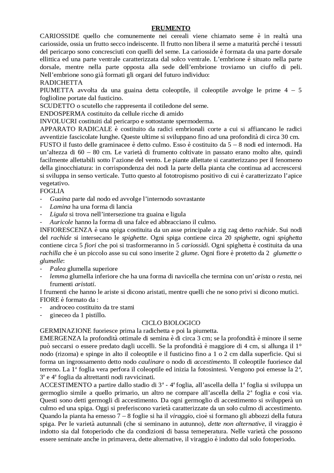 Coltivazioni Erbacee Docsity