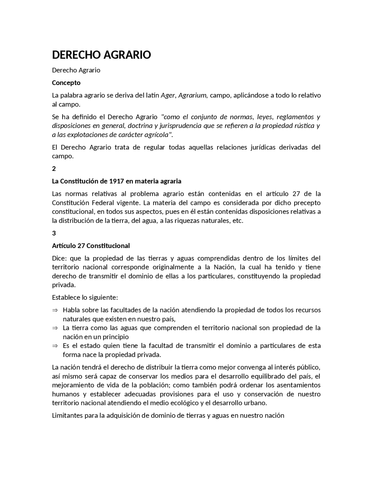 Derecho agrario mexicano - Docsity