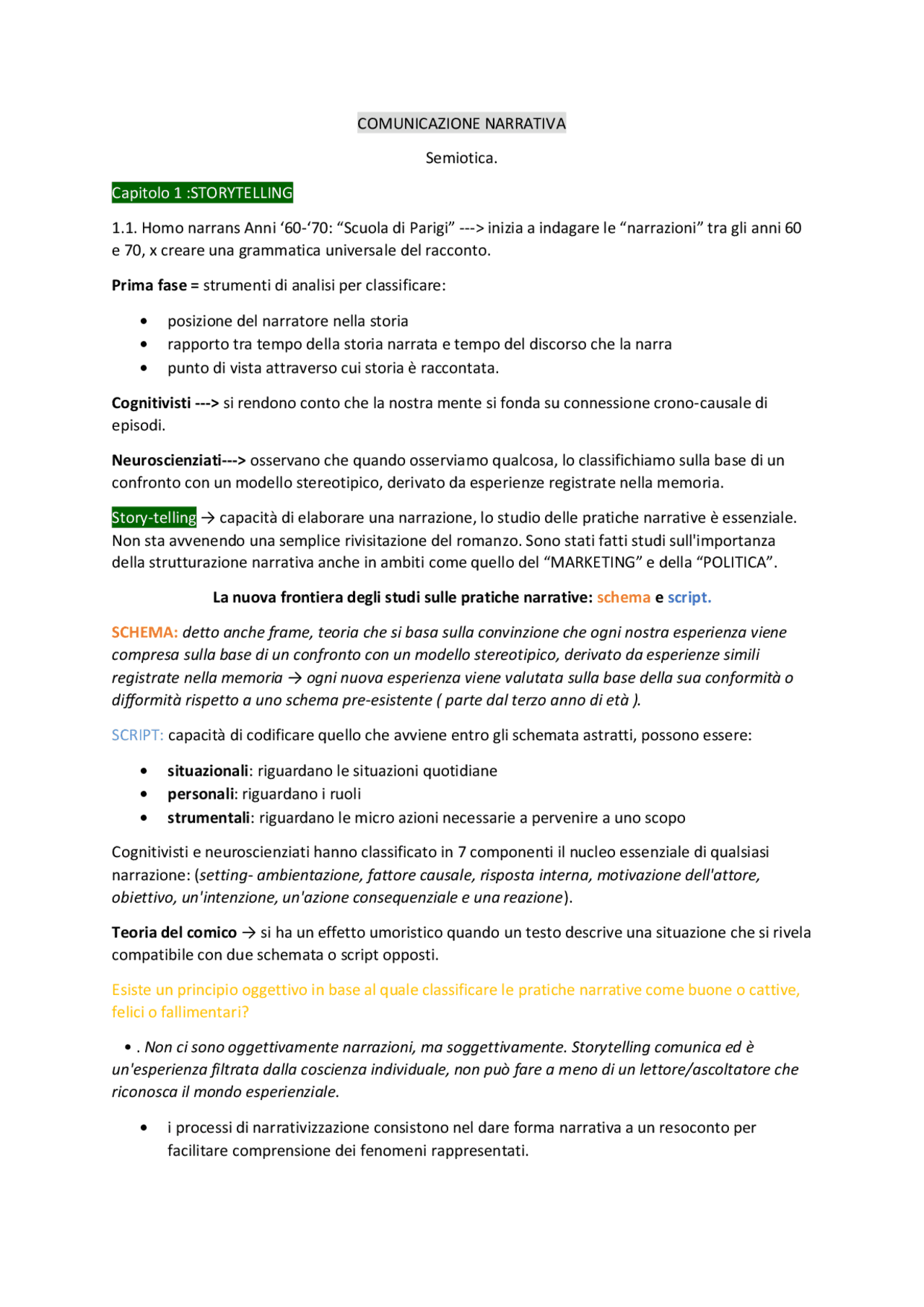 Comunicazione Narrativa Docsity