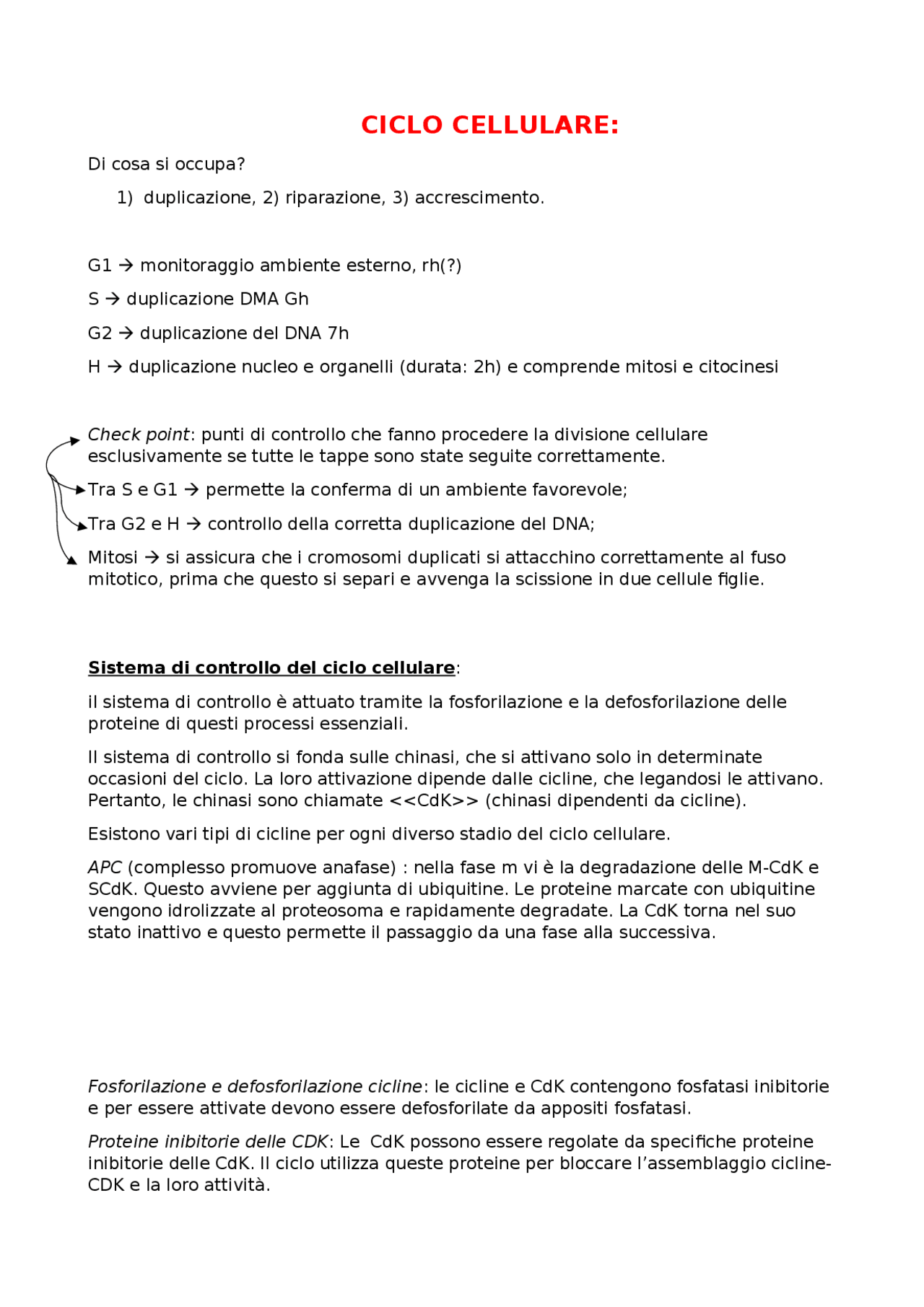 Ciclo Cellulare Biologia Docsity