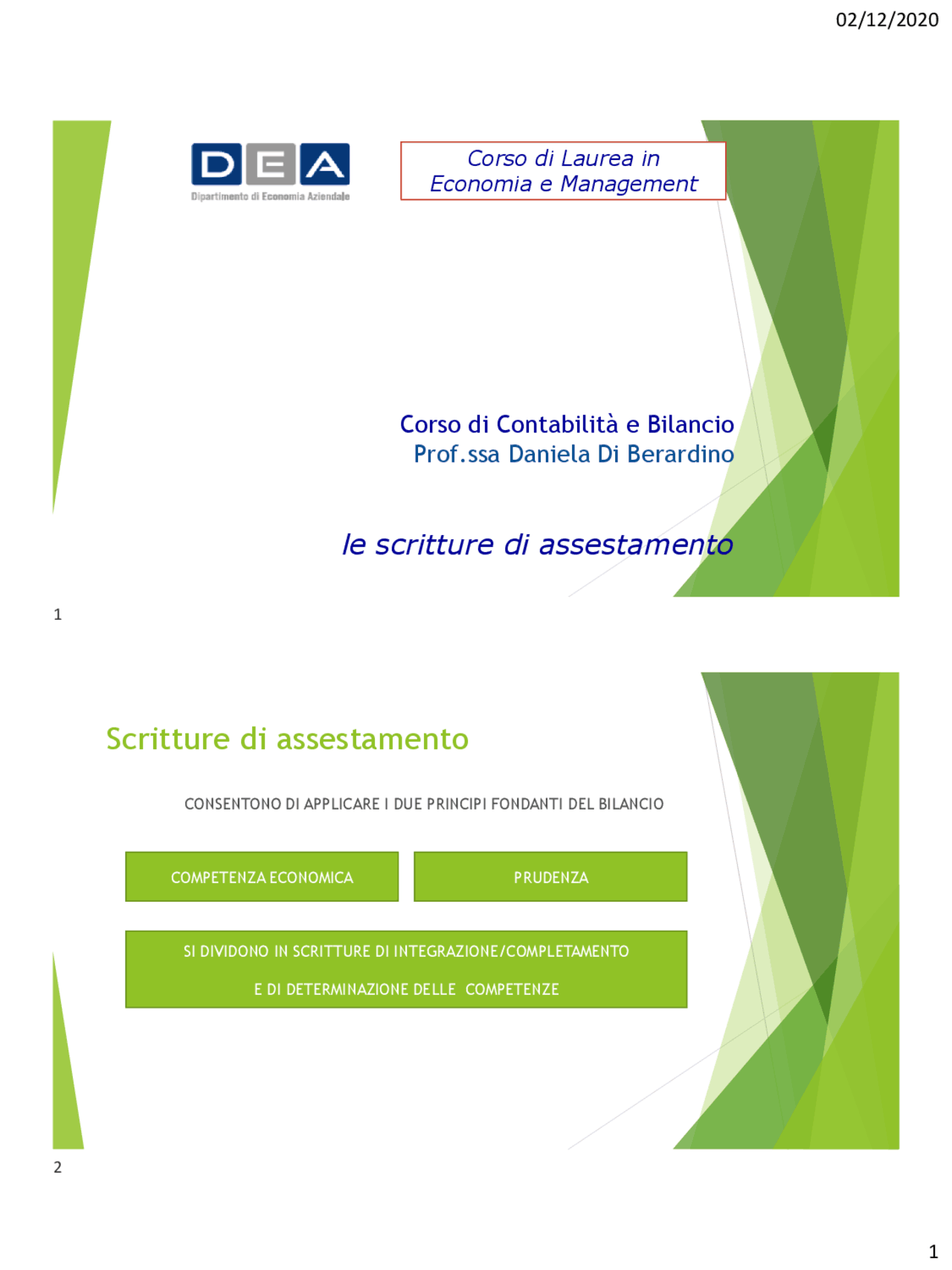Scritture Di Assestamento Dispense Di Contabilità Docsity