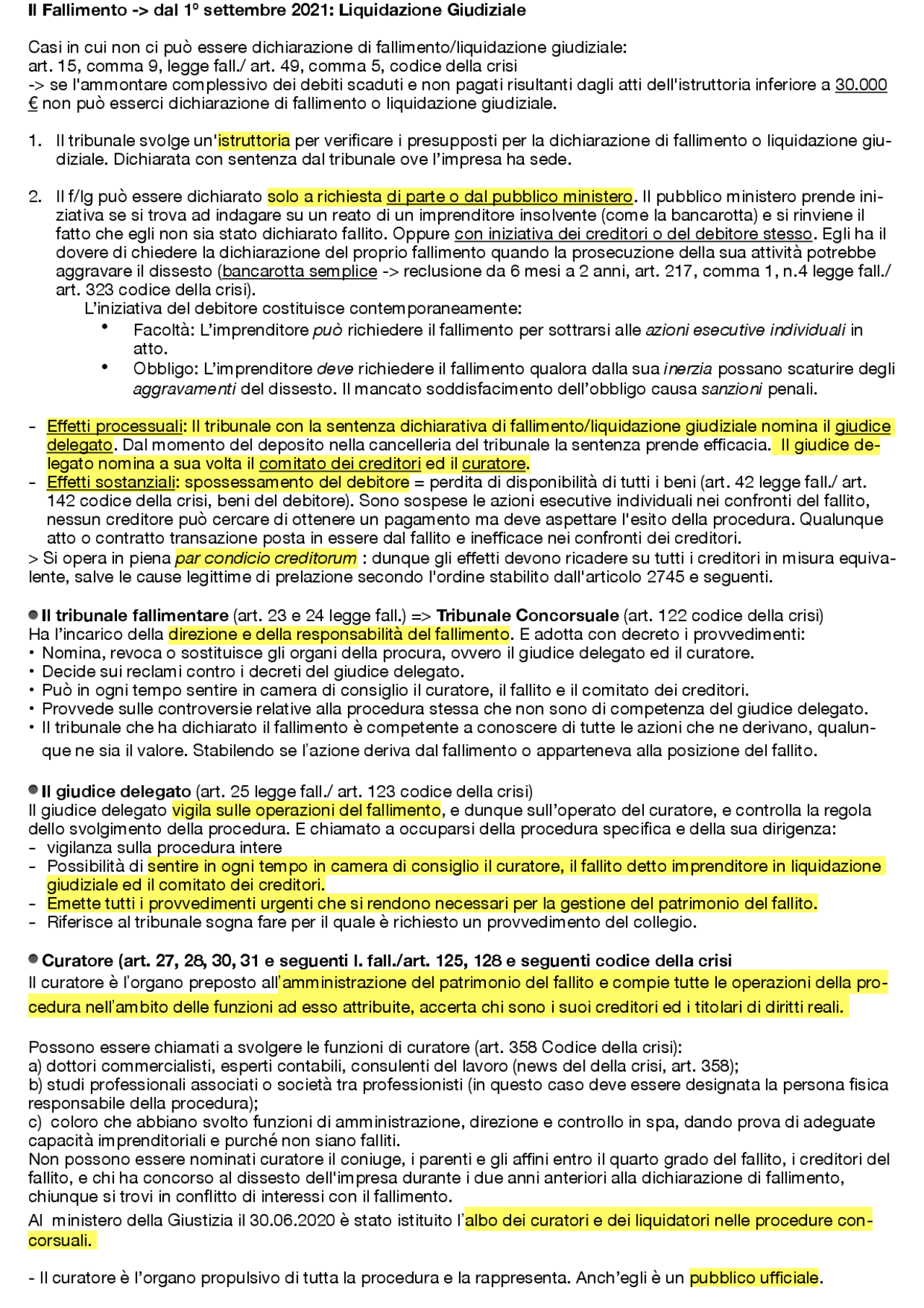 Il Fallimento Riassunto Generale Docsity