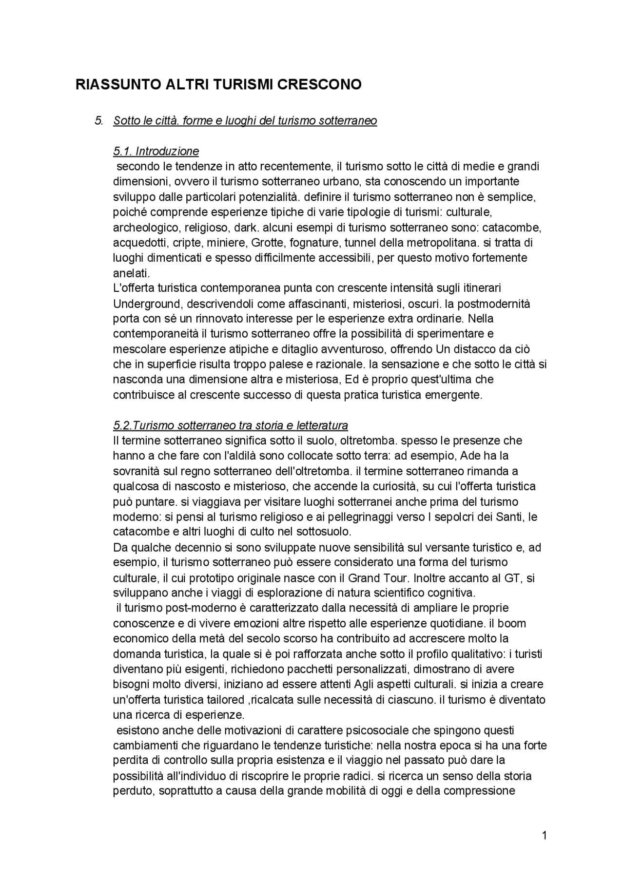 Riassunto Altri Turismi Crescono Docsity