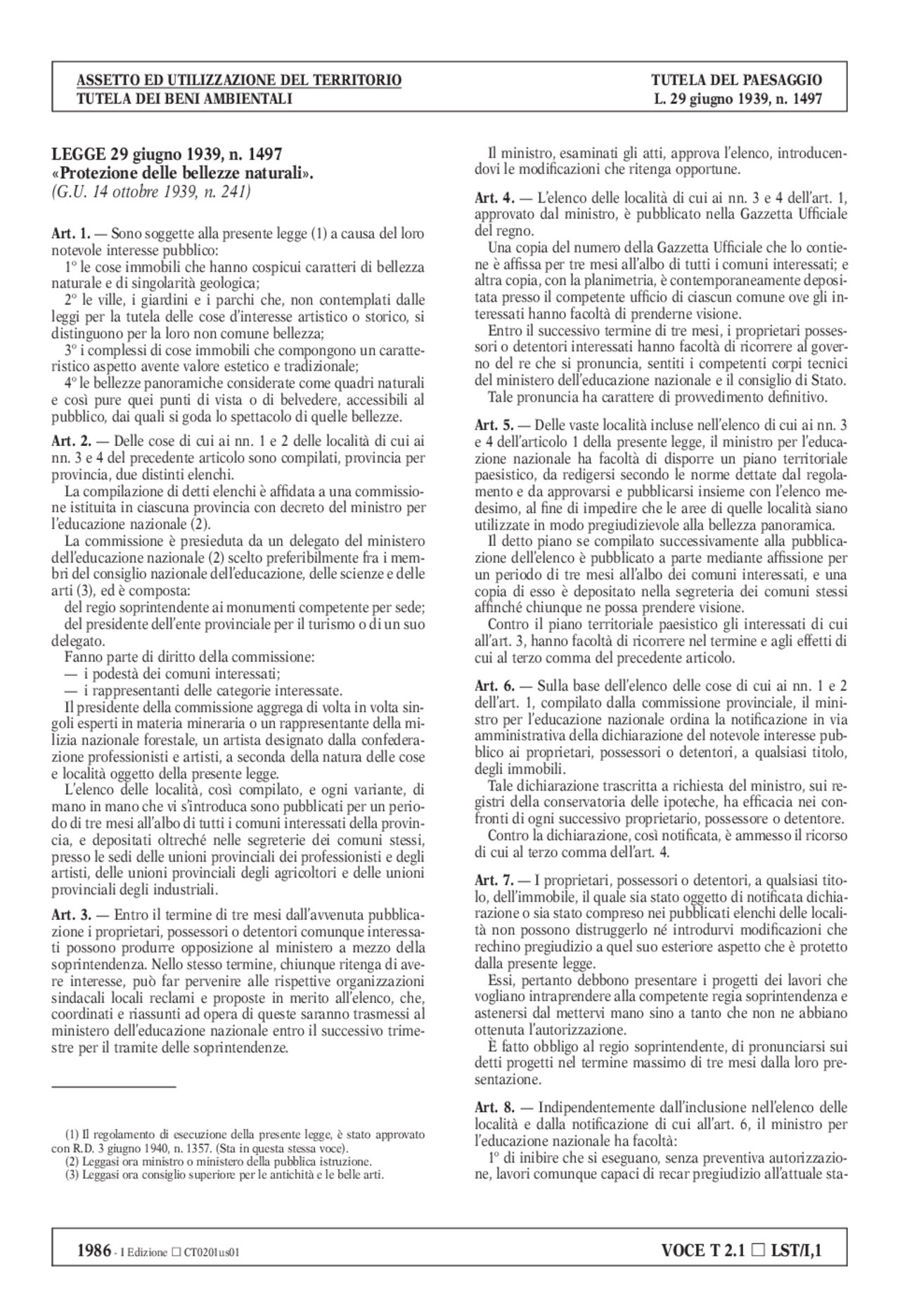 Legge bottai 1497 del 1939 - Docsity