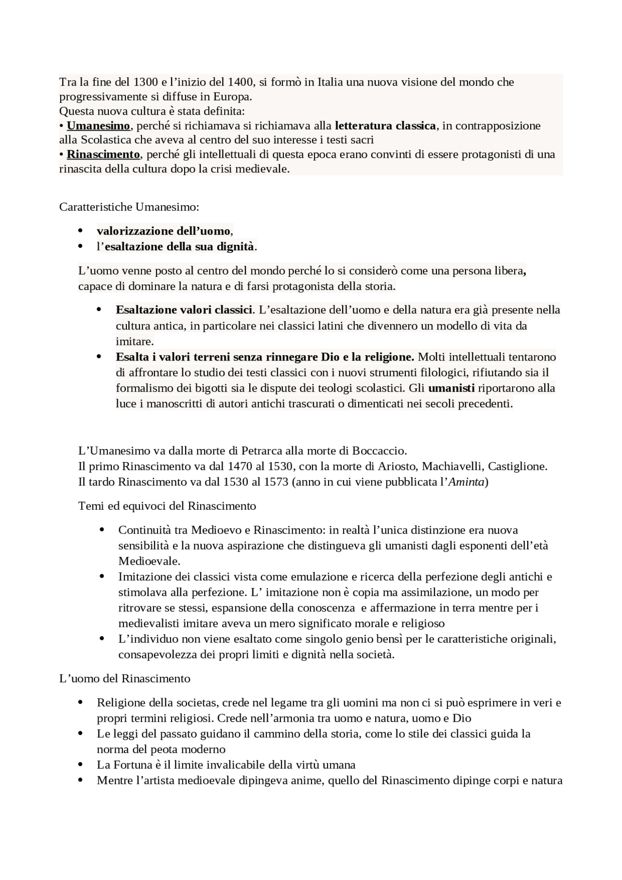 Appunti Base Umanesimo E Rinascimento E Tasso Appunti Di Italiano