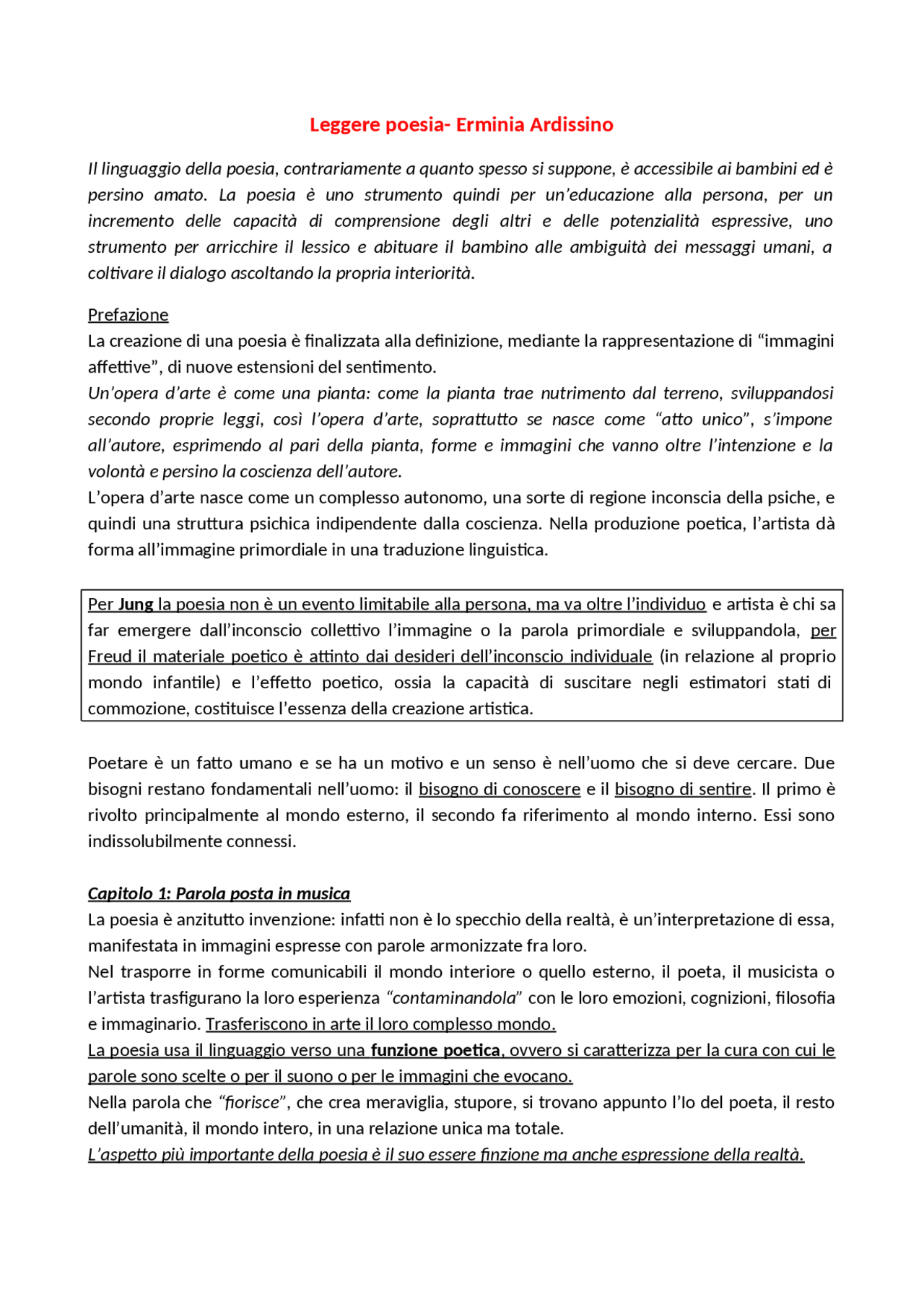 Leggere Poesia Erminia Ardissino Docsity