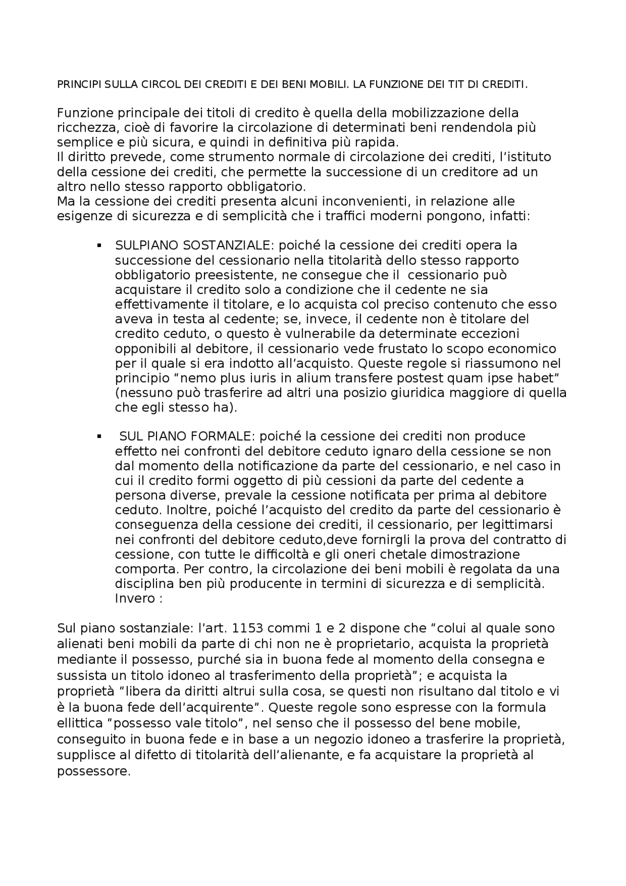 Riassunto Utile Per Poter Capire I Diritti Sui Crediti Docsity