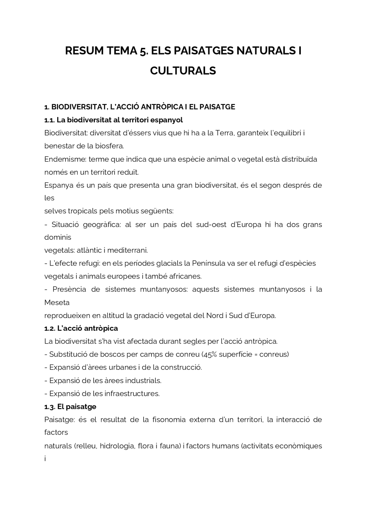 Resum Geografia Tema 5 Docsity