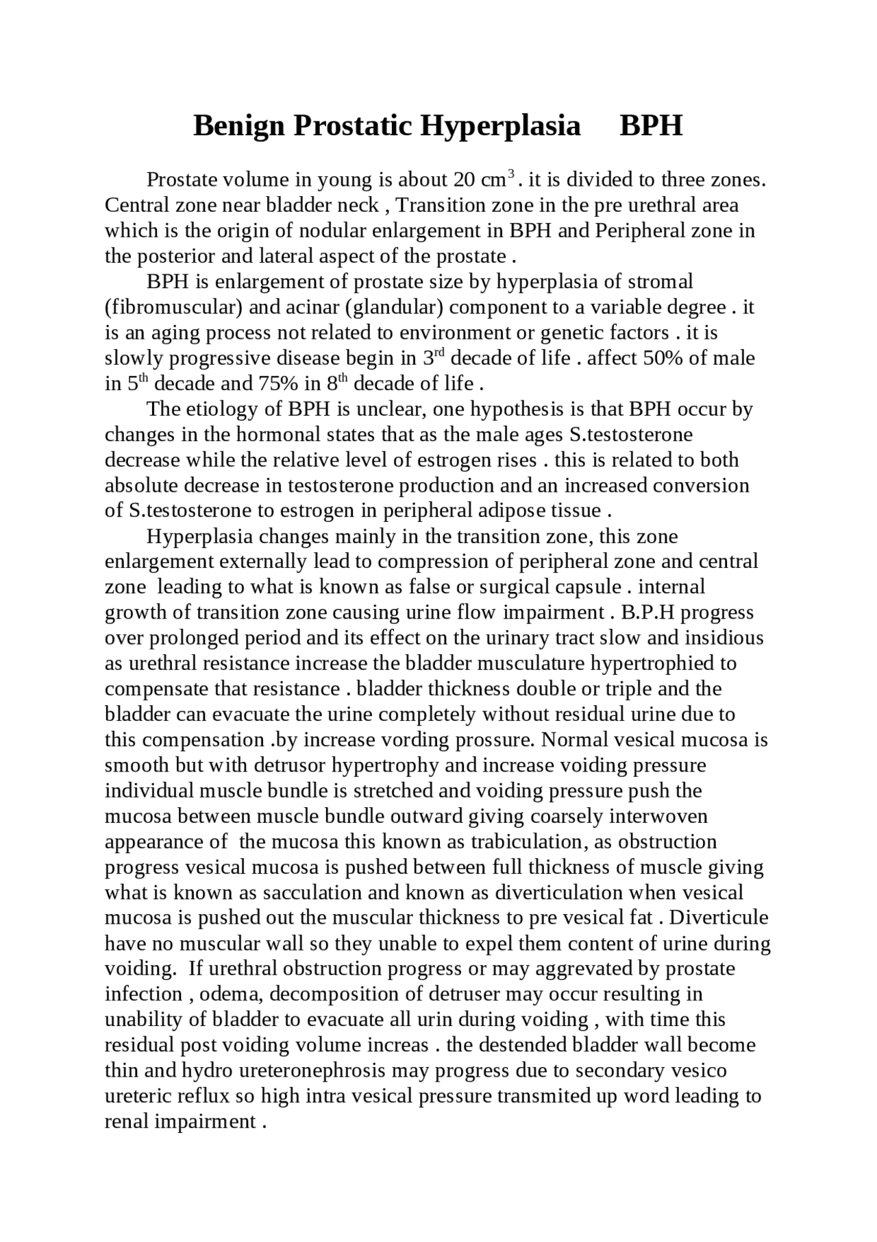 Benign prostatic hyperplasia (BPH) - Docsity