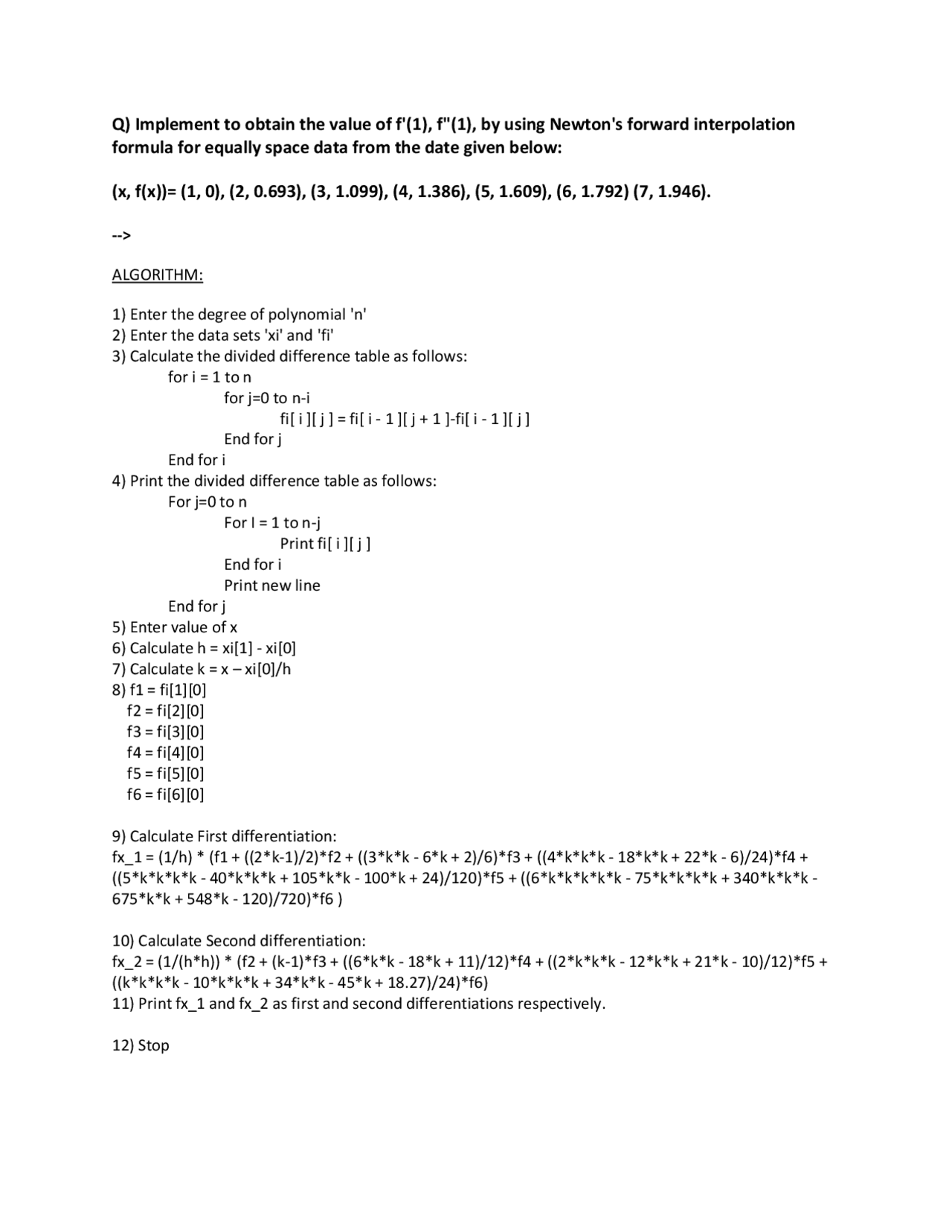 Newtons Forward Interpolation Docsity