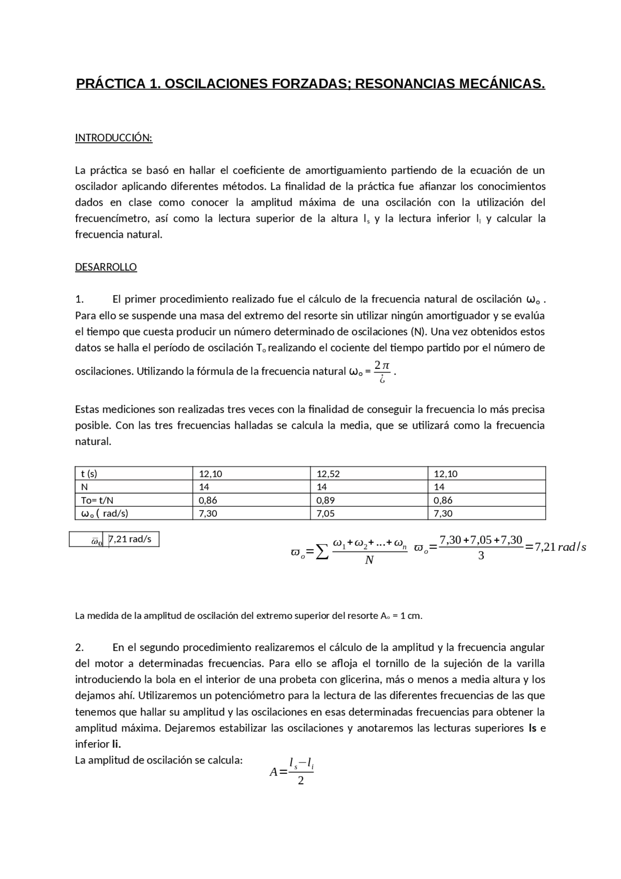 Informe De Física Oscilaciones Apuntes De Física Docsity