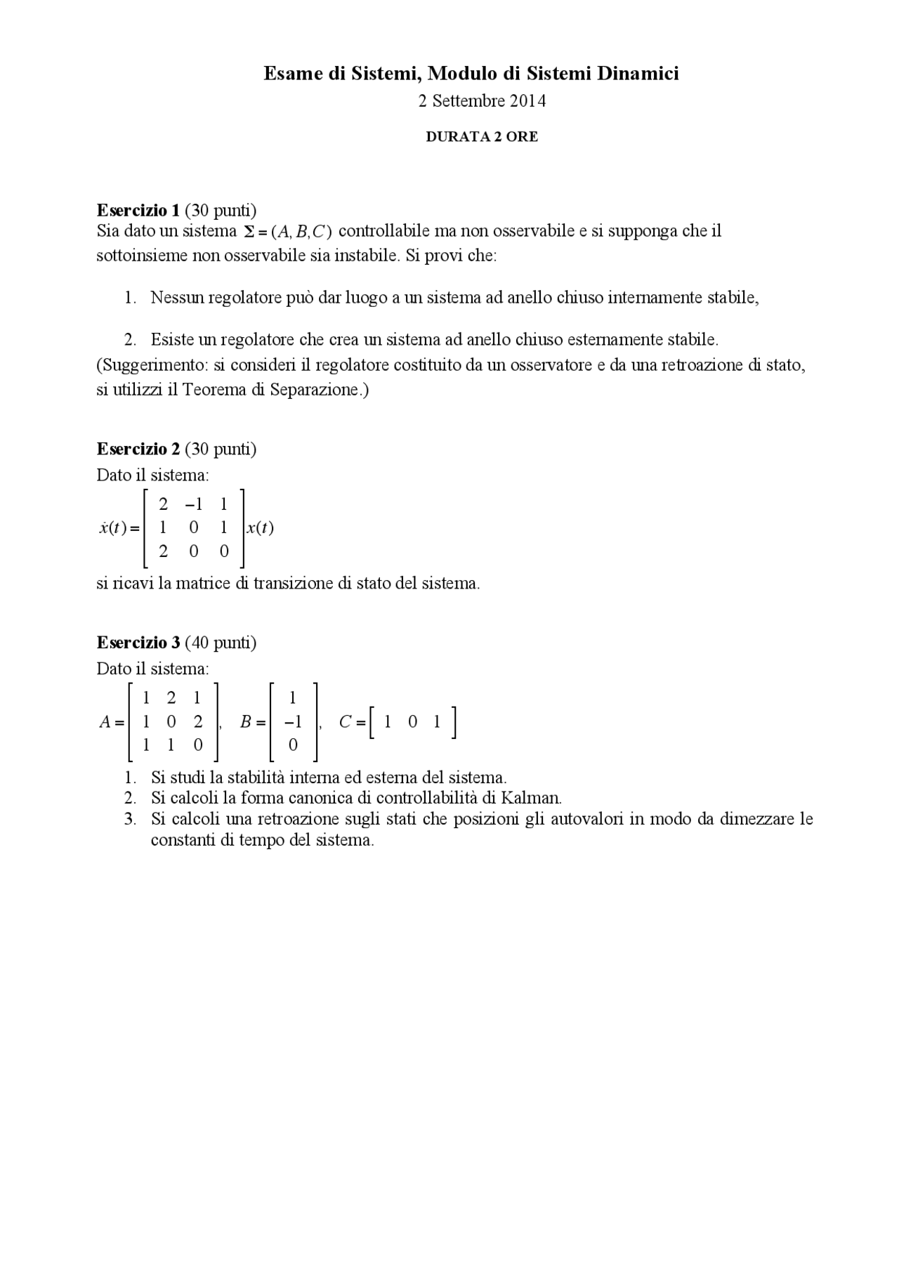 Esame Di Sistemi Dinamici Docsity