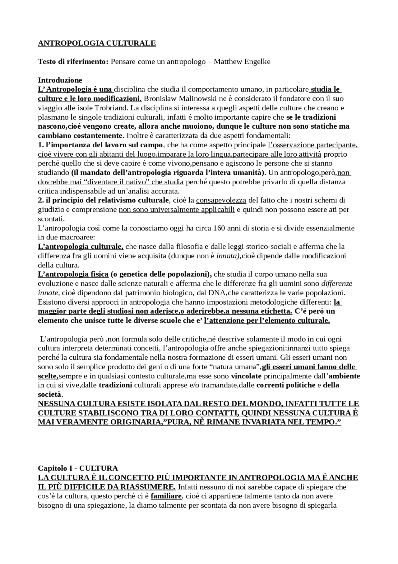 Pensare come un antropologo - Matthew Engelke - Docsity