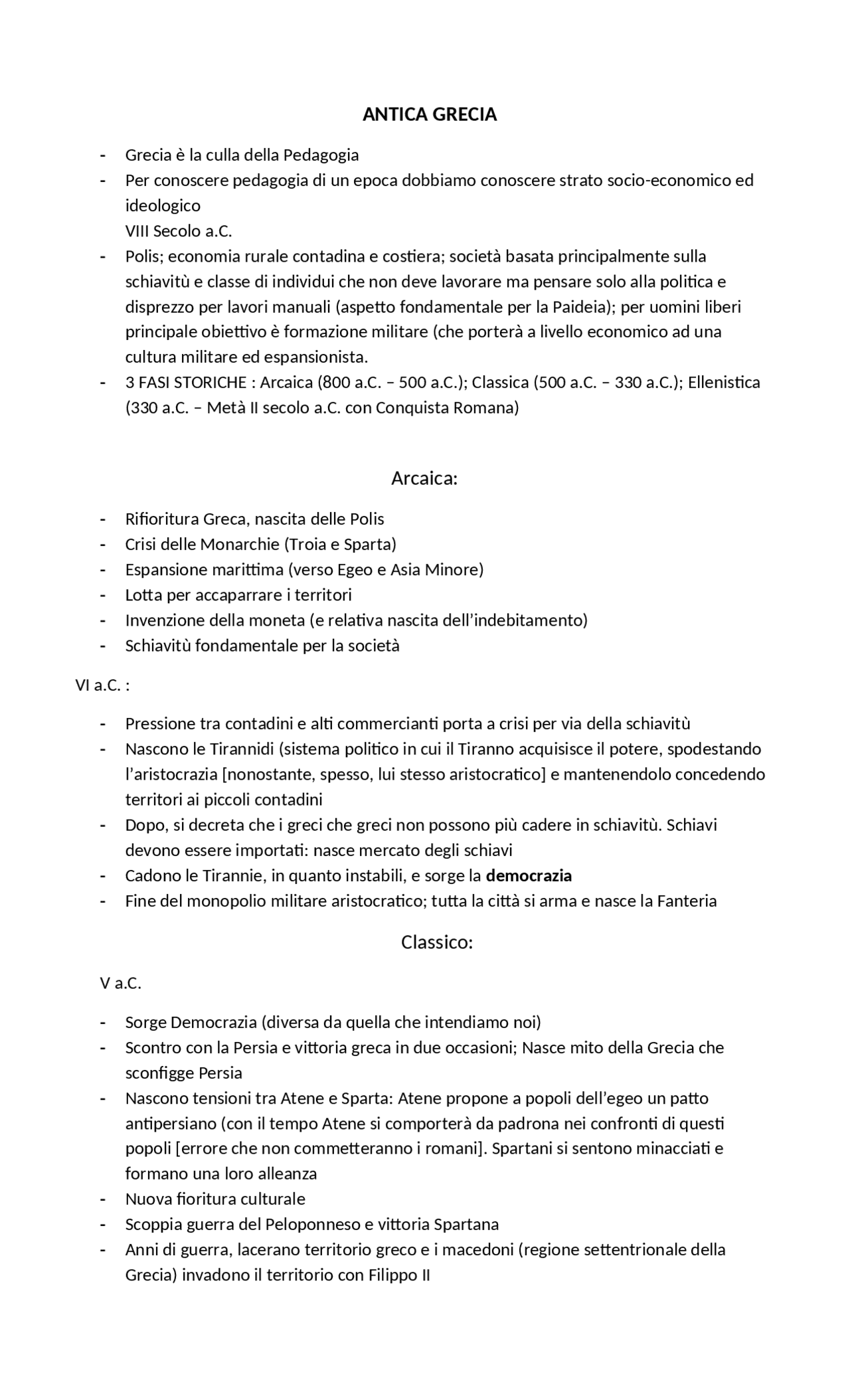 Civiltà greca e romana: la pedagogia - Docsity