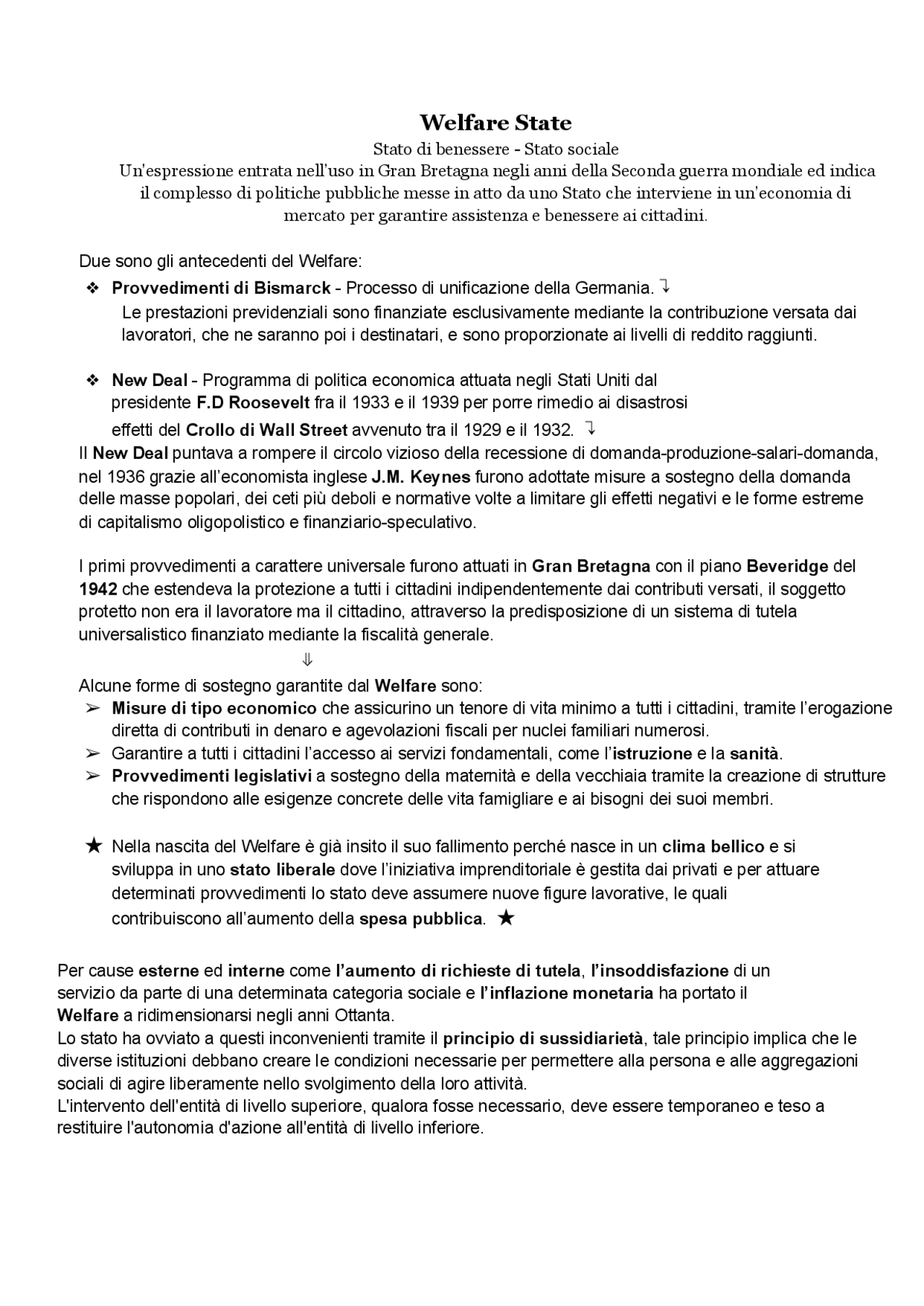 WELFARE STATE - FAMIGLIA - PARTECIPAZIONE POLITICA - Docsity