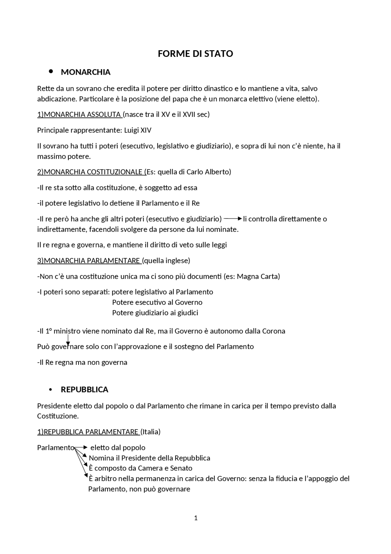 Le Diverse Forme Di Stato Docsity
