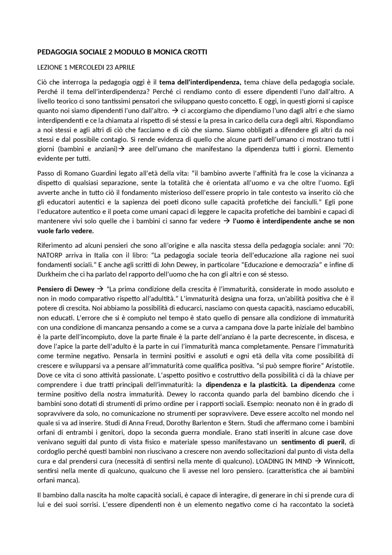 Appunti Pedagogia Sociale 2 Mod B Docsity