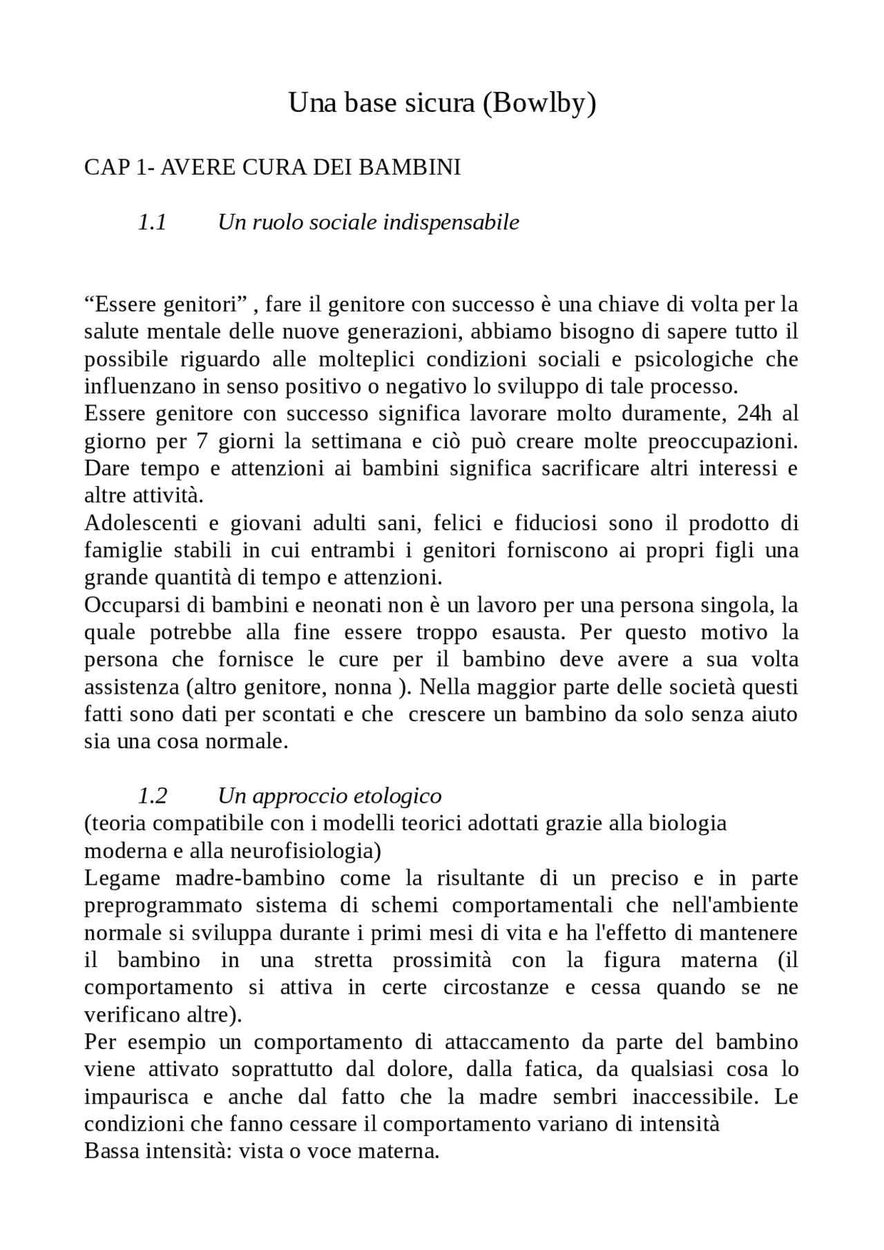 Riassunto Libro Una Base Sicura Docsity