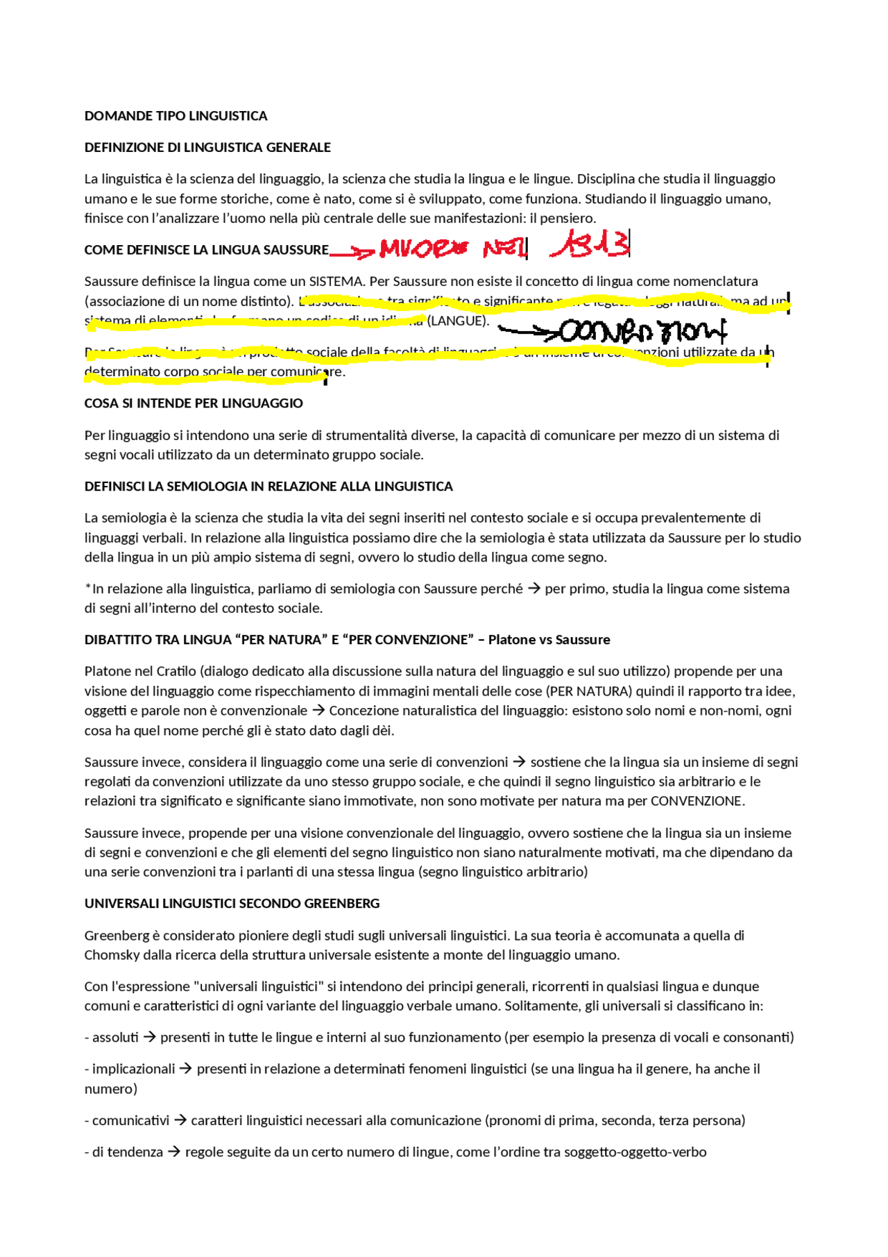 Domande Di Linguistica Docsity