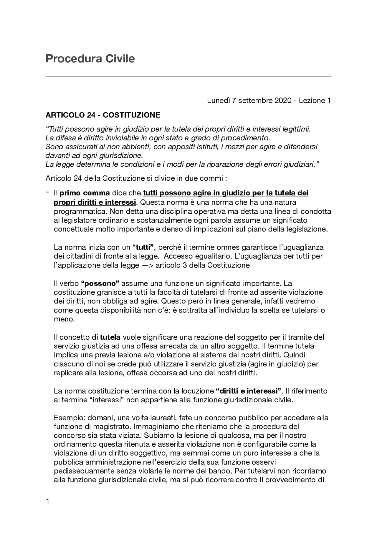 Procedura Civile Modulo I Docsity