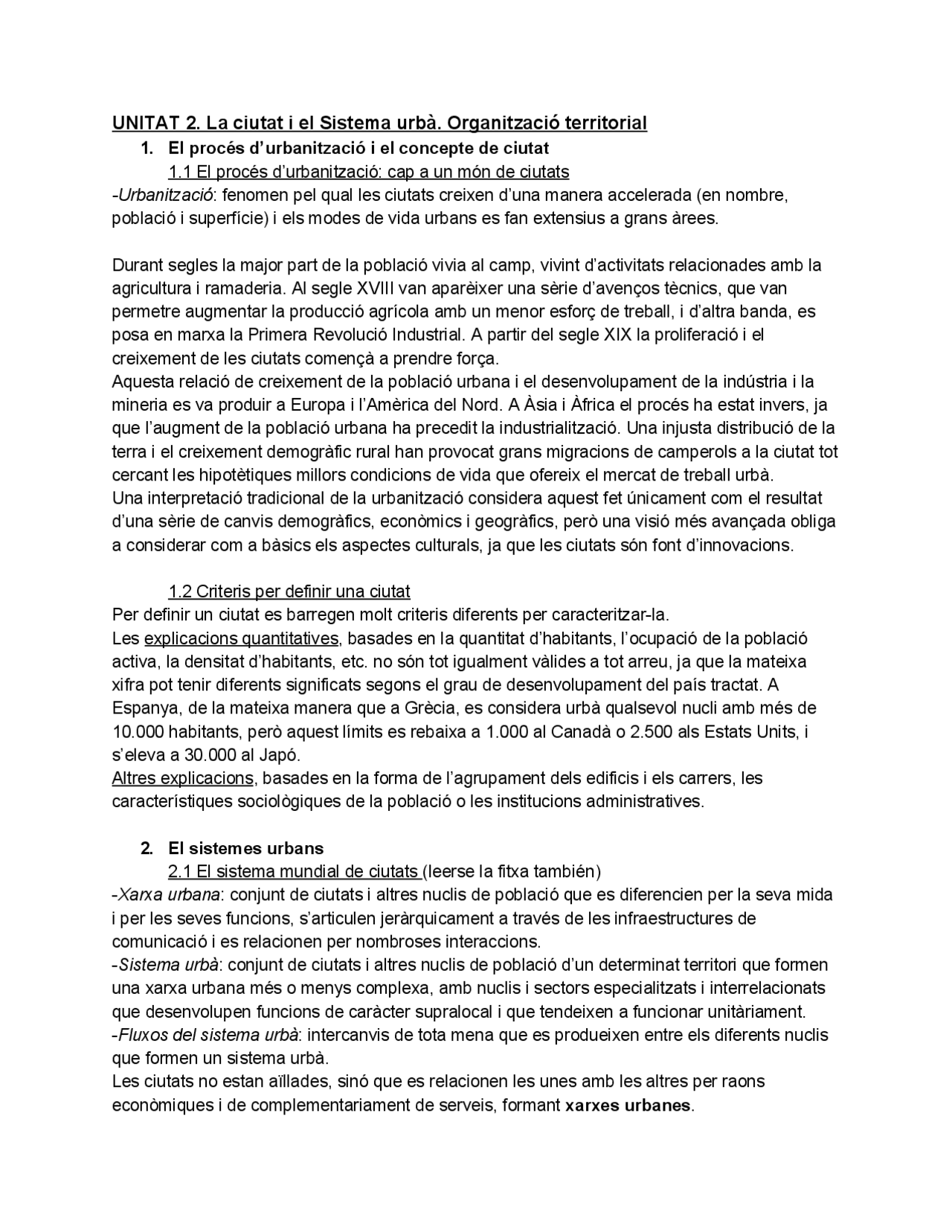 Apunts Primer Semestre Selectivitat Geografia Docsity