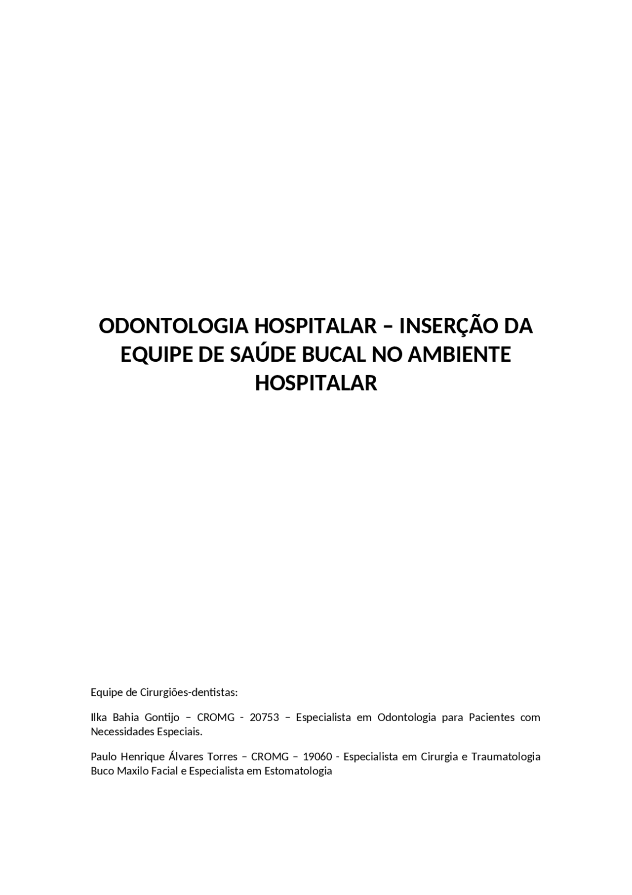 Odontologia Hospitalar Docsity